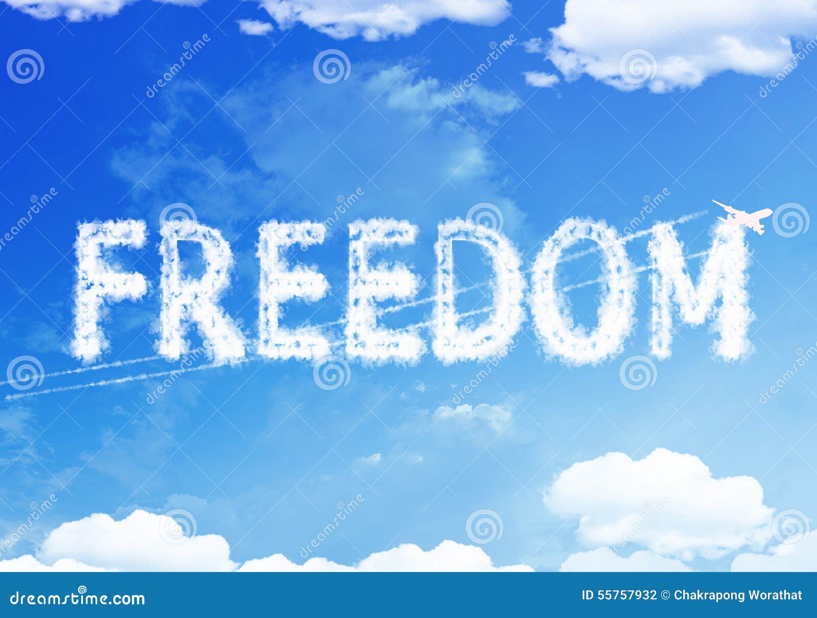 Cloud Text : FREEDOM on the Sky. Stock Illustration - Illustration of ...