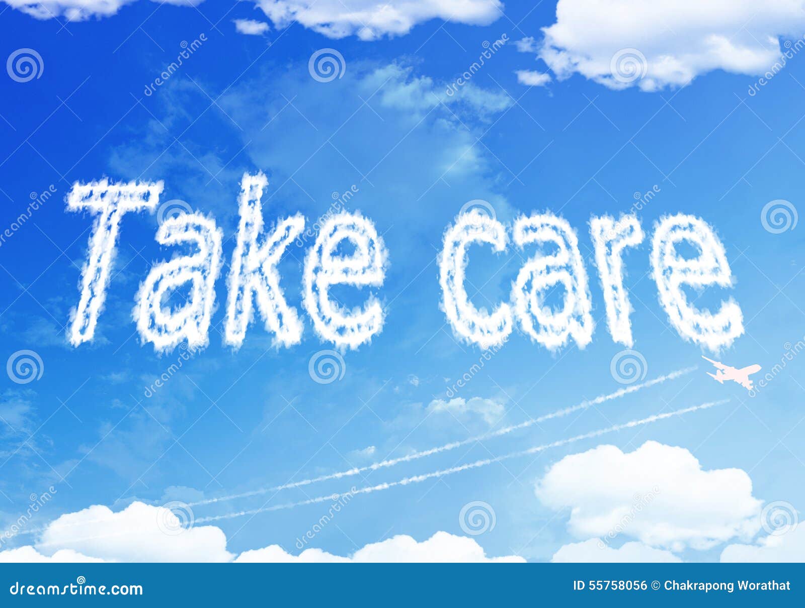 Cloud Text : TAKE CARE on the Sky. Stock Photo - Image of internet ...