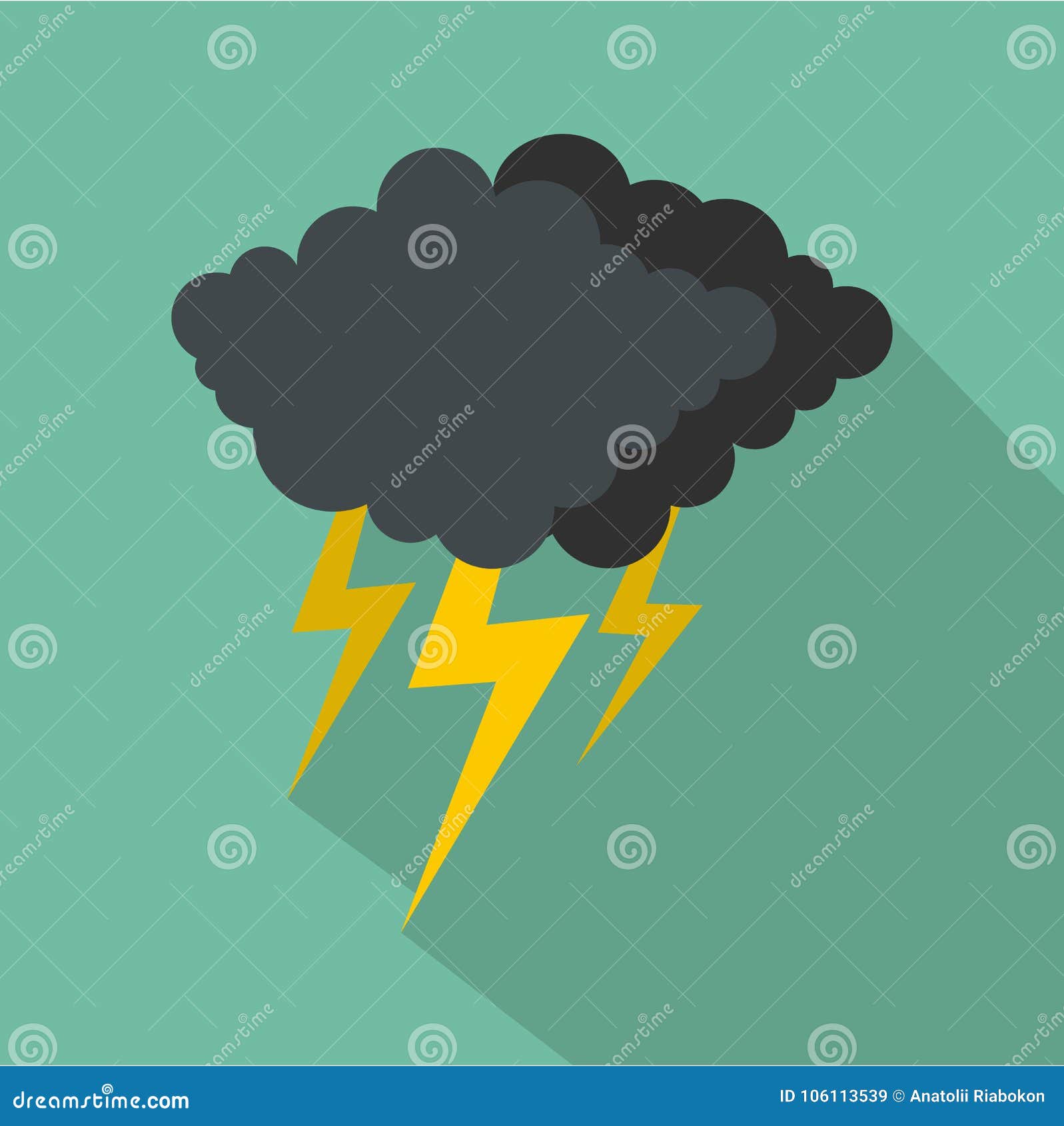 Cloud Thunder Flash Icon, Flat Style Stock Vector - Illustration of ...
