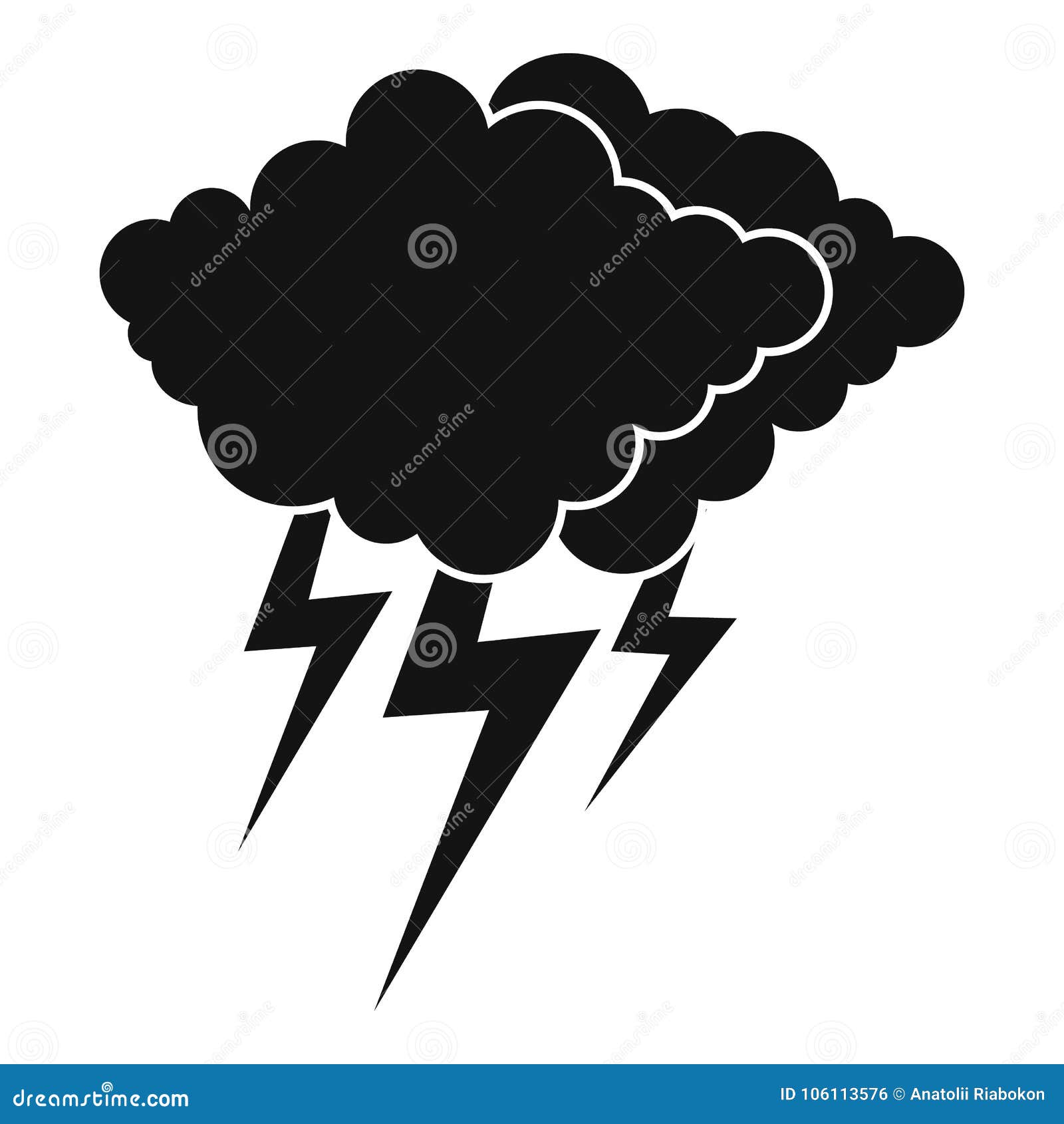 Cloud Thunder Flash Icon, Simple Black Style Stock Vector ...