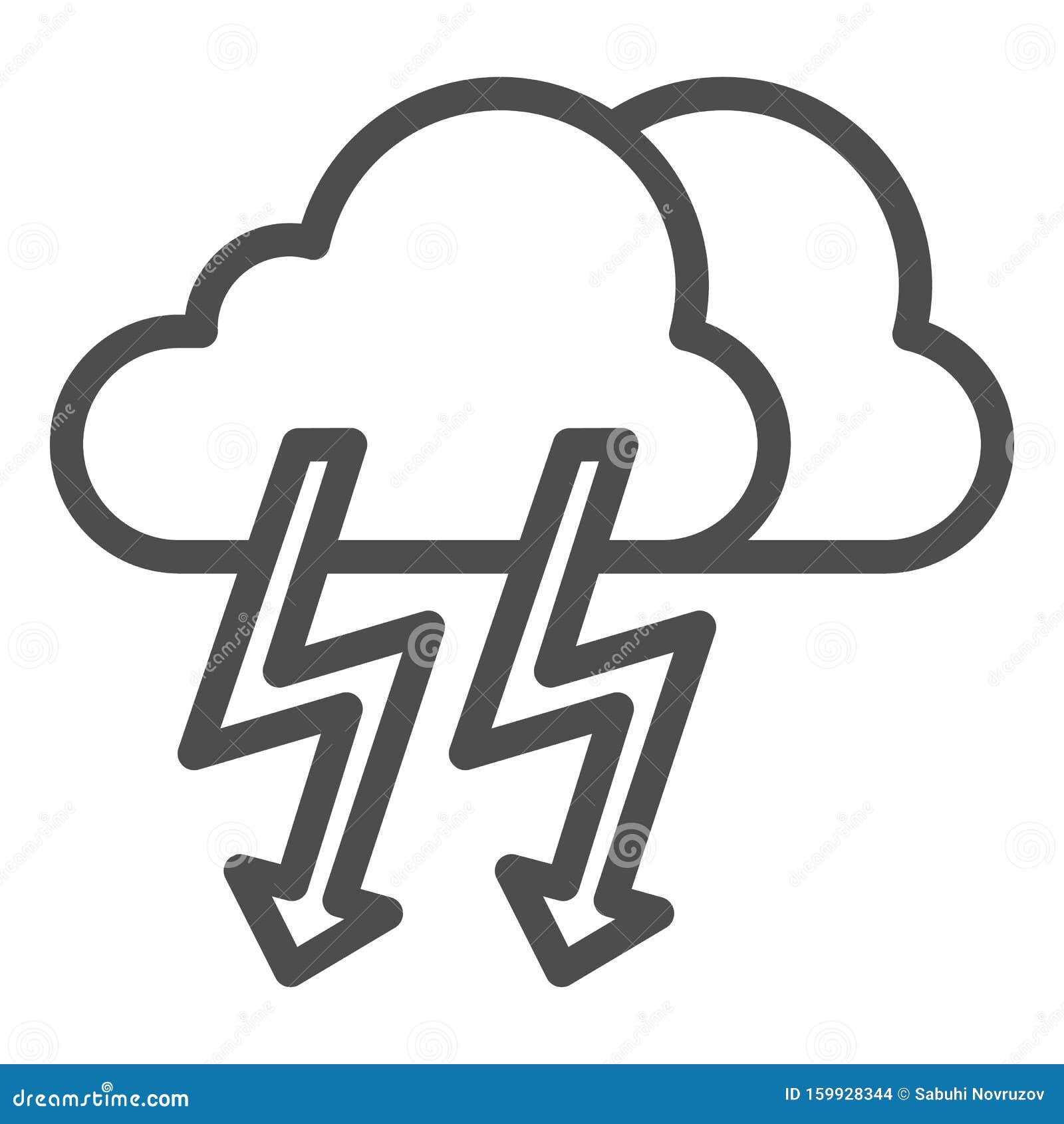 Cloud with Thunder Line Icon. Lightning with Cloud Vector Illustration ...