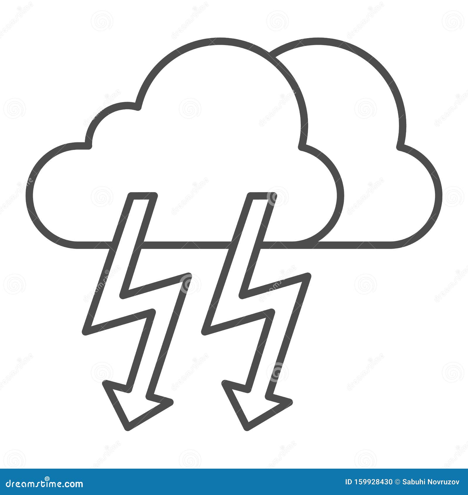 Cloud with Thunder Thin Line Icon. Lightning with Cloud Vector ...