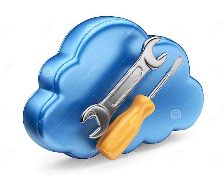 Cloud with Tools. 3D Icon Isolated Stock Illustration - Illustration of ...