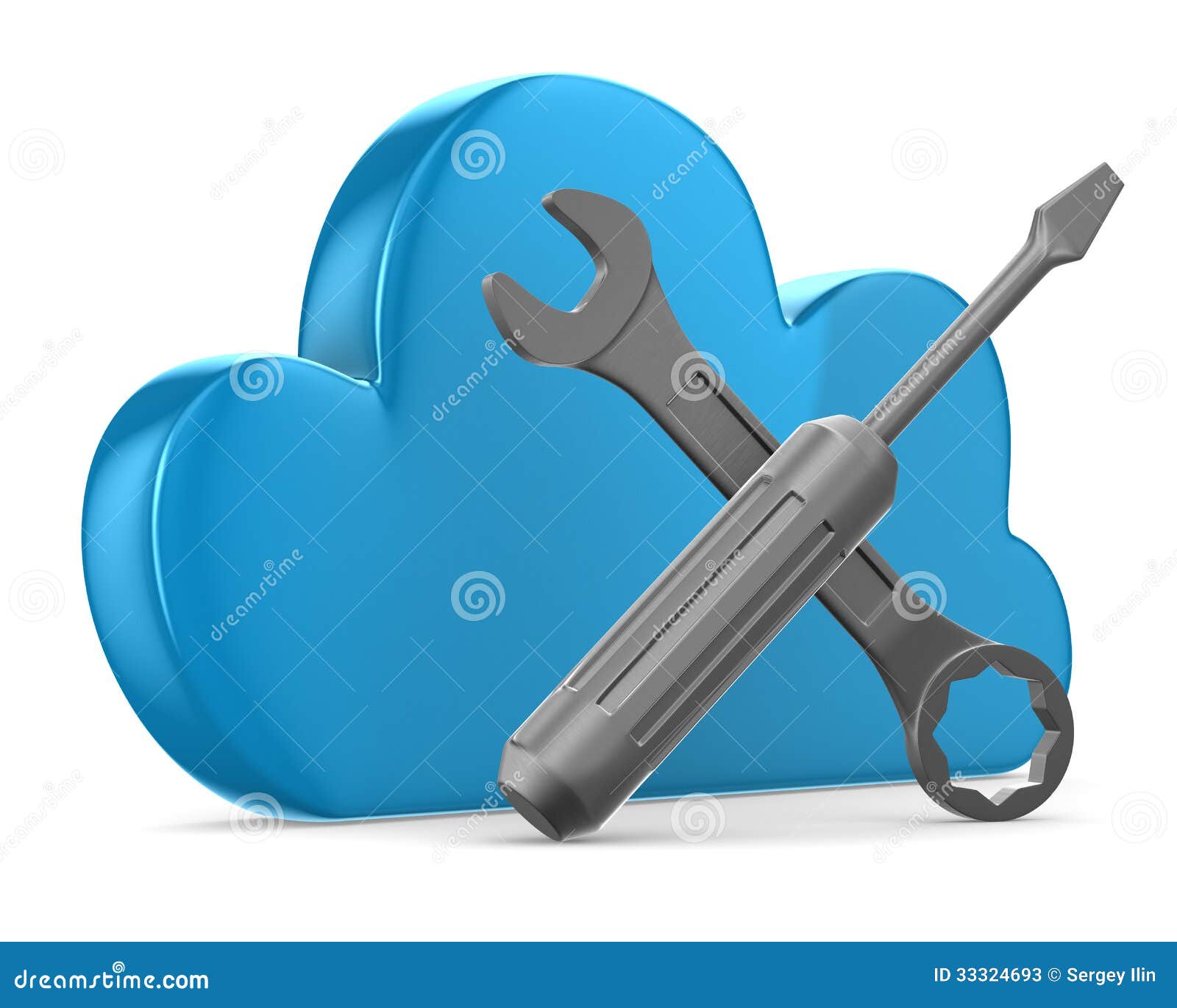 Cloud and Tools on White Background Stock Illustration - Illustration ...