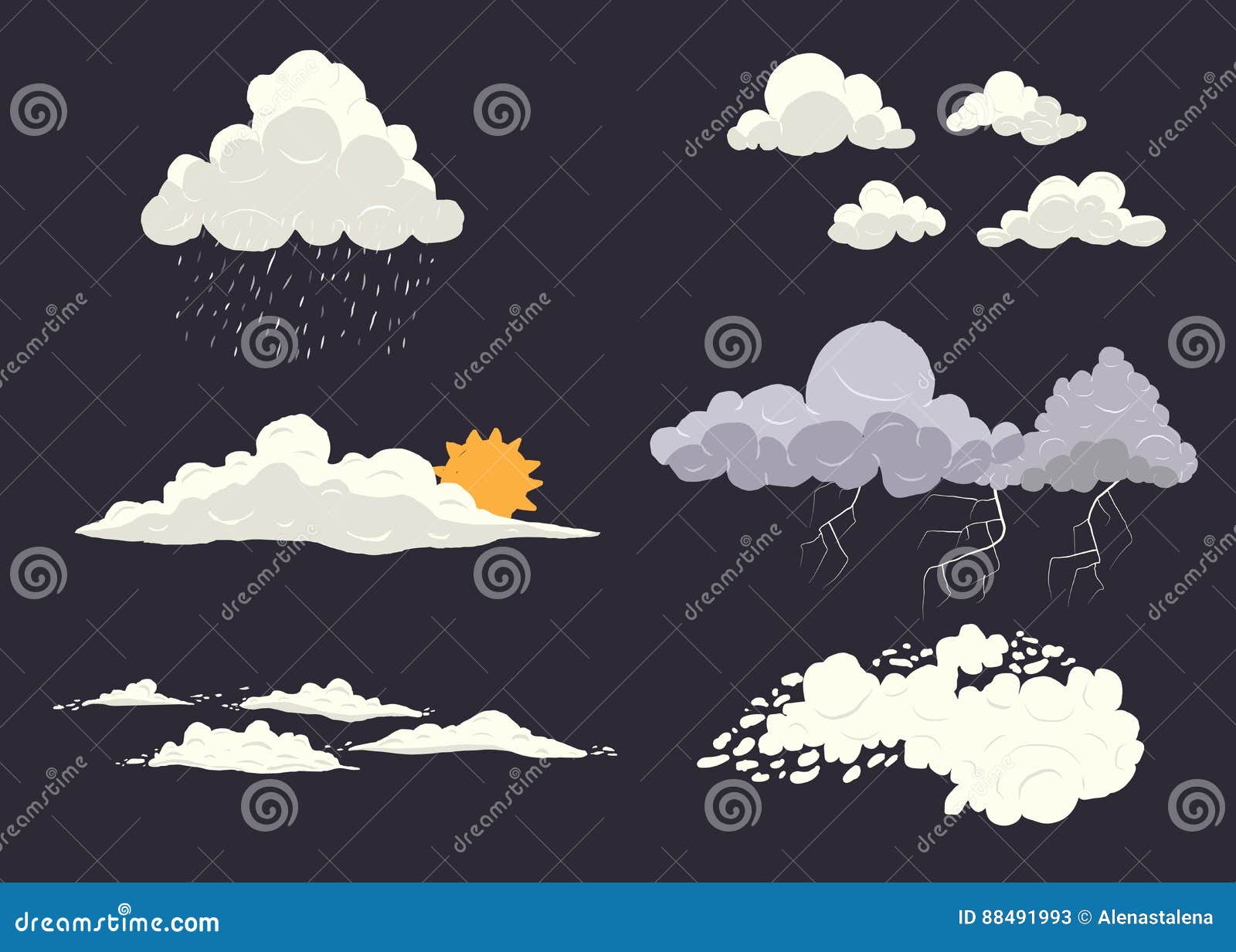 Cloud Types Vector Illustration. Labeled Air Scheme With Altitude ...