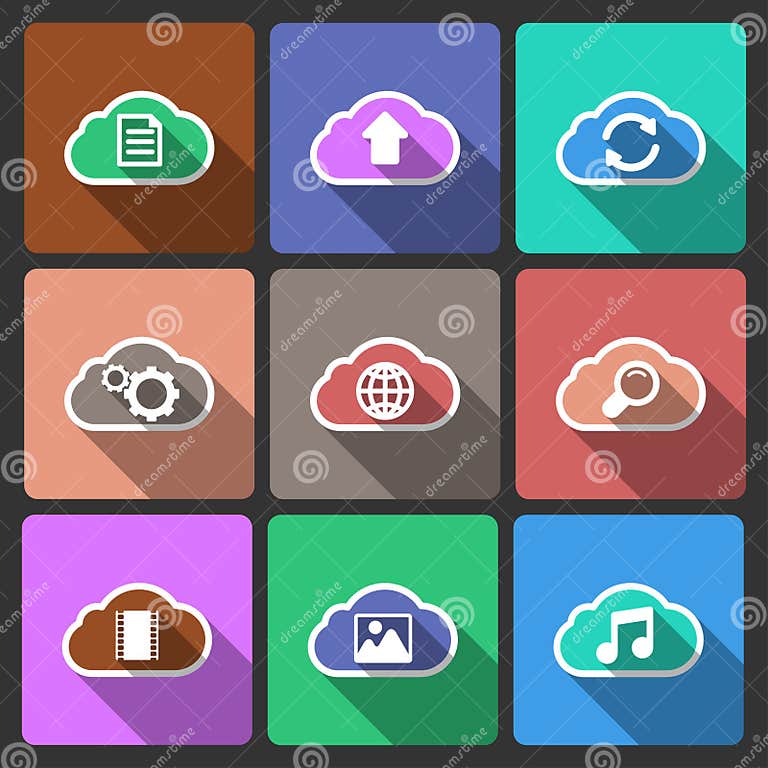 Cloud UI Layout Icons, Squared Shadows Stock Vector - Illustration of ...
