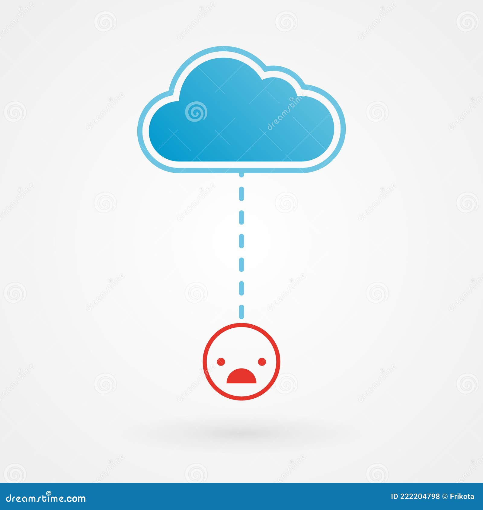 Cloud and Unhappy Smiley. Concept of Unhappiness. Vector Illustration ...