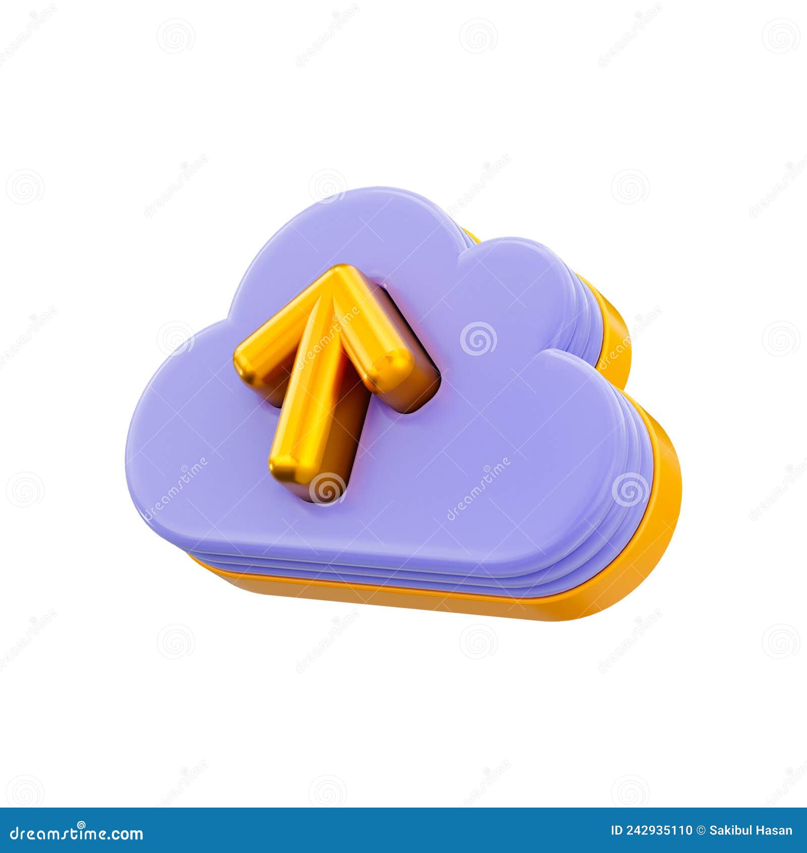 Cloud Up Arrow Icon 3d Render Concept on White Background Stock ...
