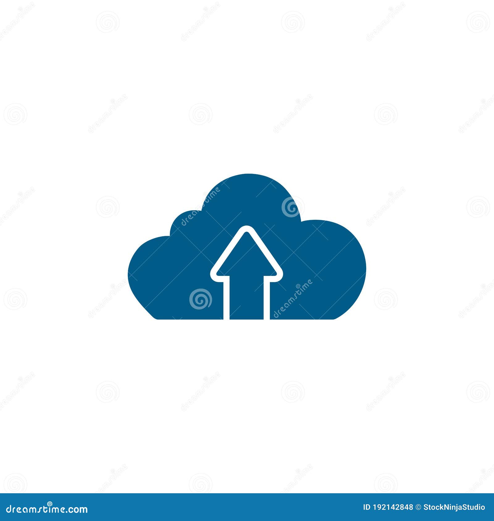 Cloud Upload Blue Icon on White Background. Blue Flat Style Vector ...