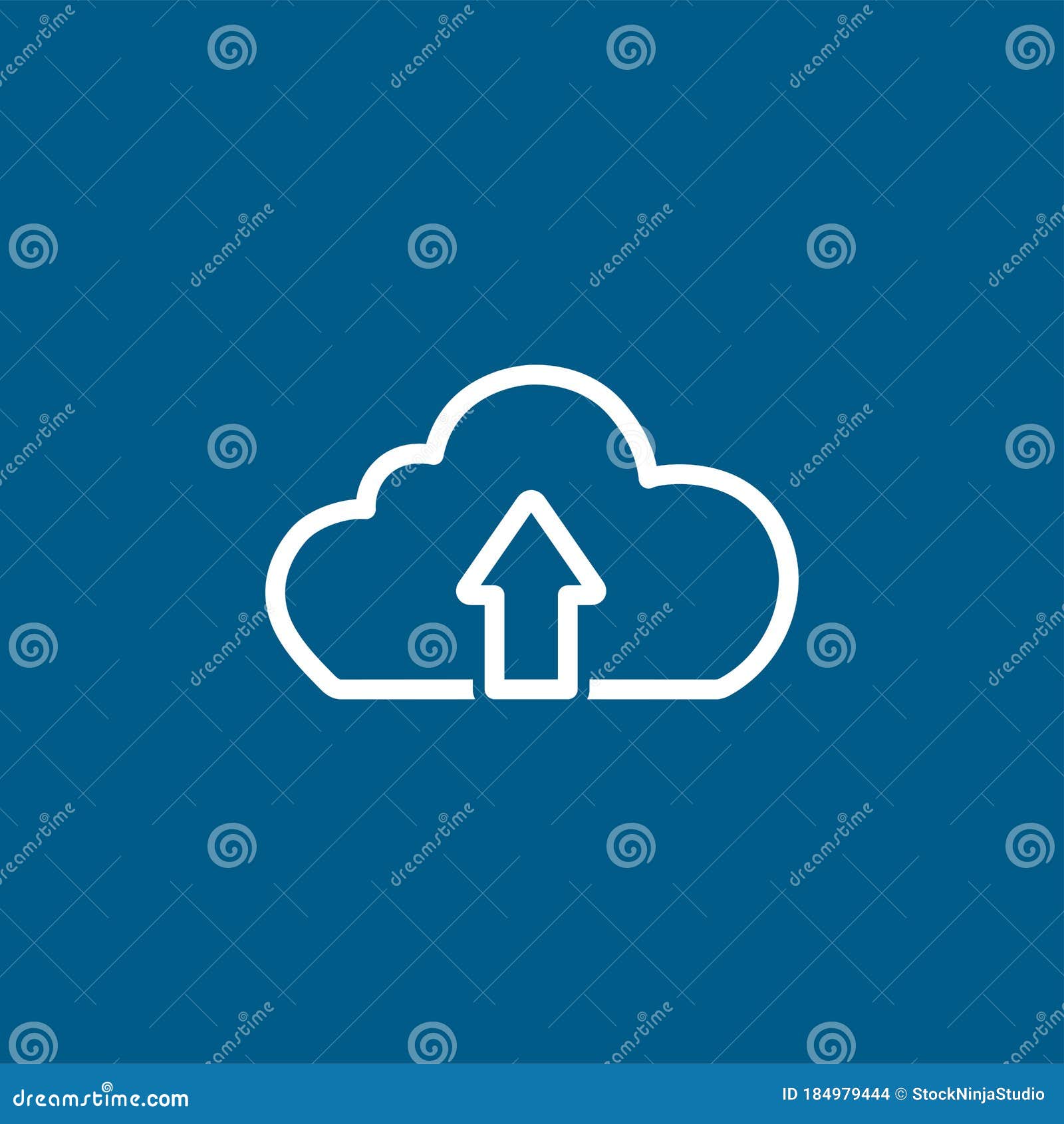 Cloud Upload Line Icon on Blue Background. Blue Flat Style Vector ...
