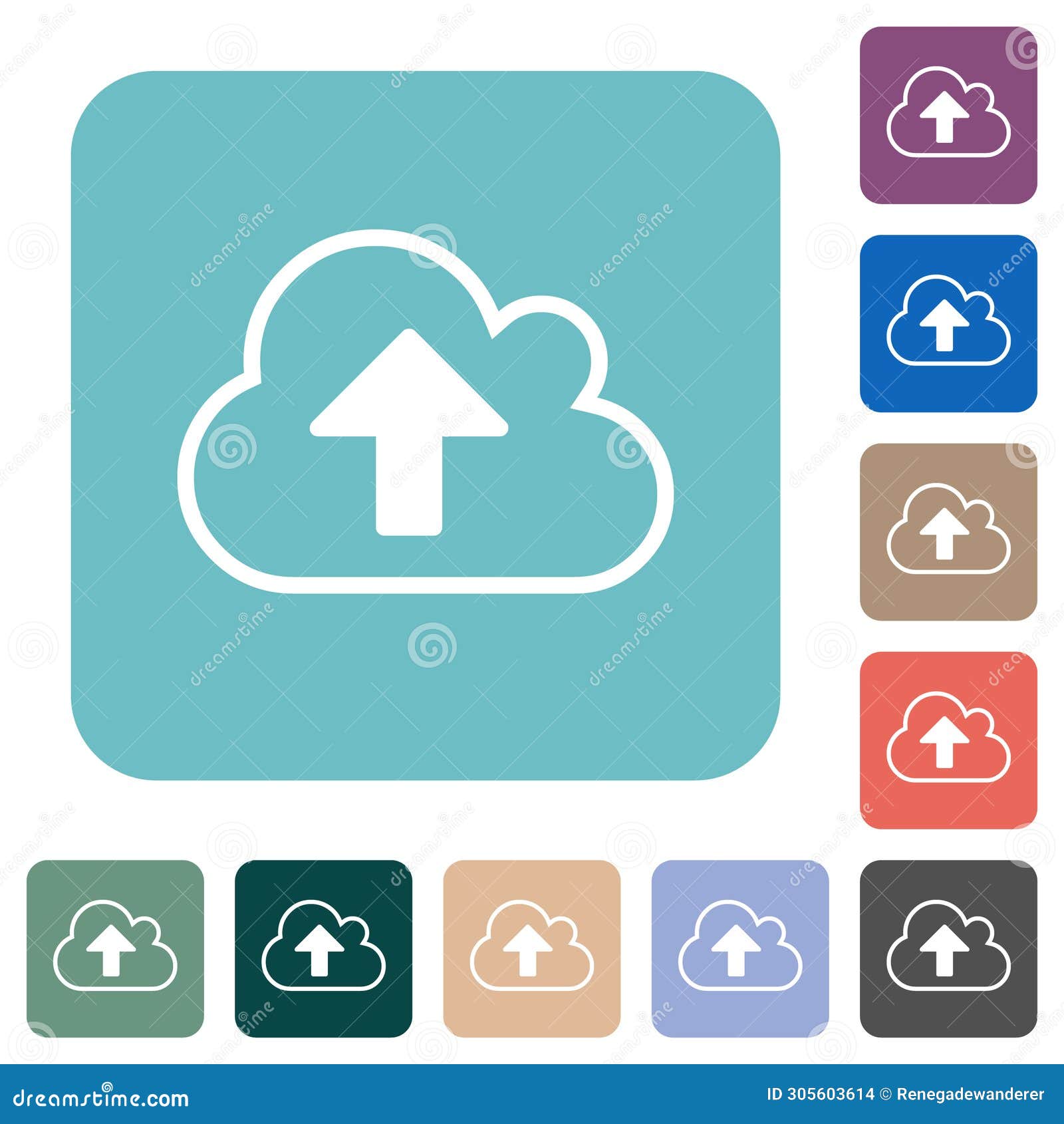 Cloud Upload Outline Rounded Square Flat Icons Stock Illustration - Illustration of post ...
