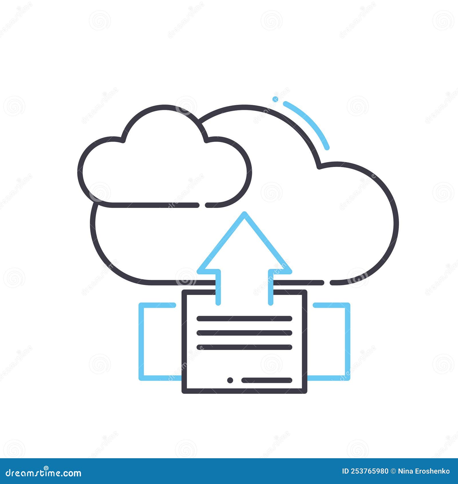 Cloud Upload Process Line Icon, Outline Symbol, Vector Illustration ...