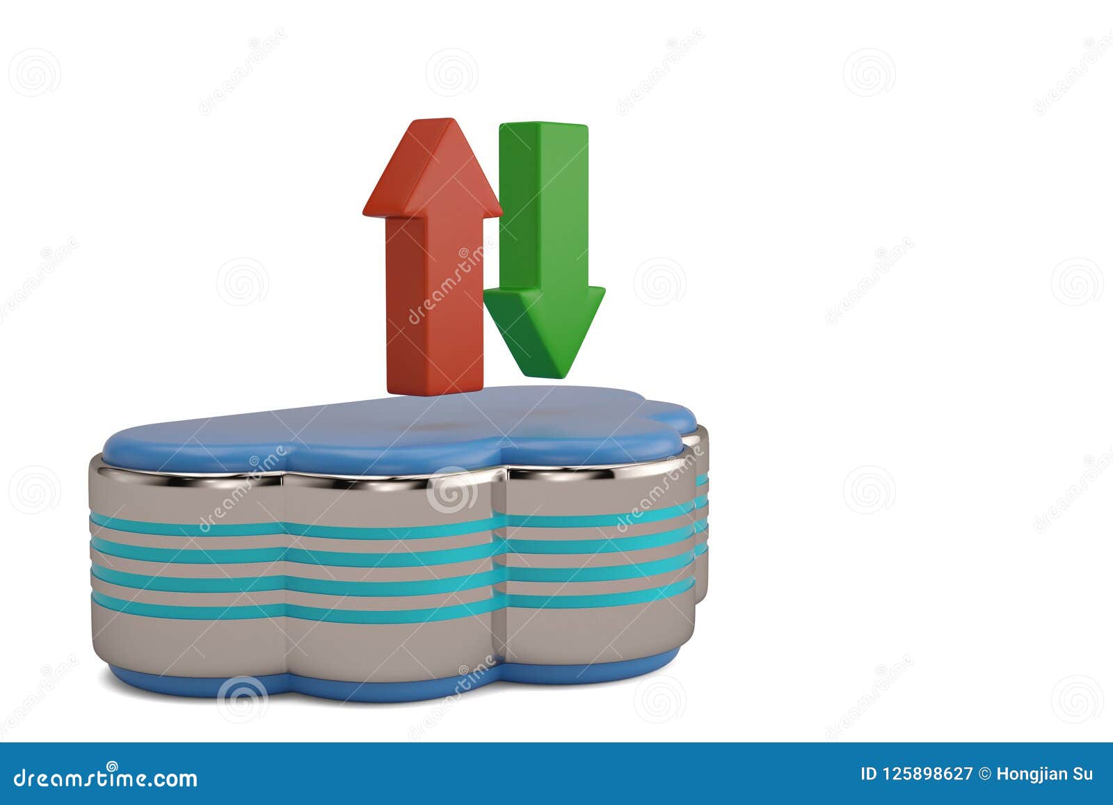Cloud Uploading Icon on White Background.3D Illustration. Stock ... Cloud Uploading Icon on White Background.3D Illustration. Stock ...