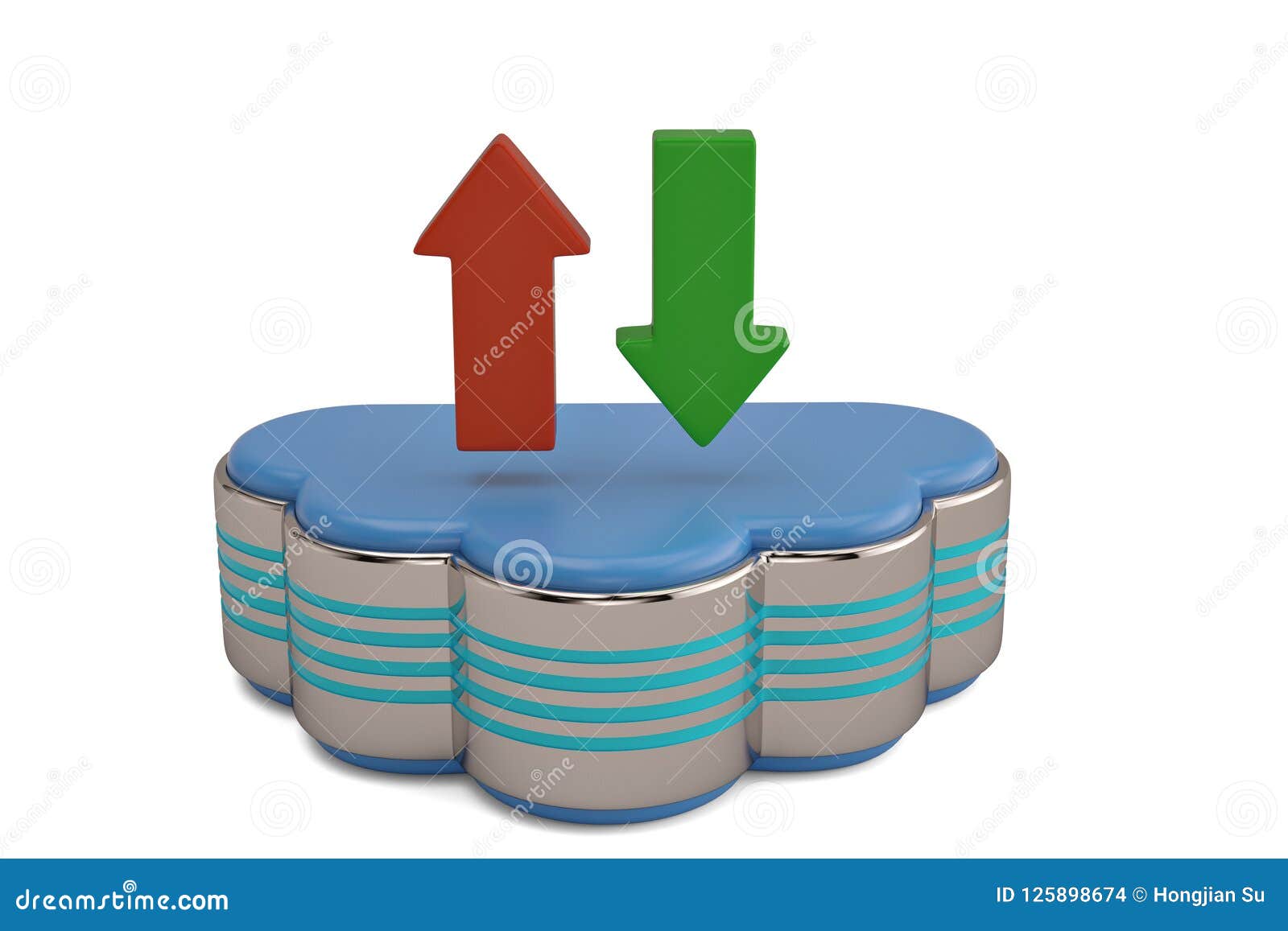 Cloud Uploading Icon on White Background.3D Illustration. Stock ... Cloud Uploading Icon on White Background.3D Illustration. Stock ...