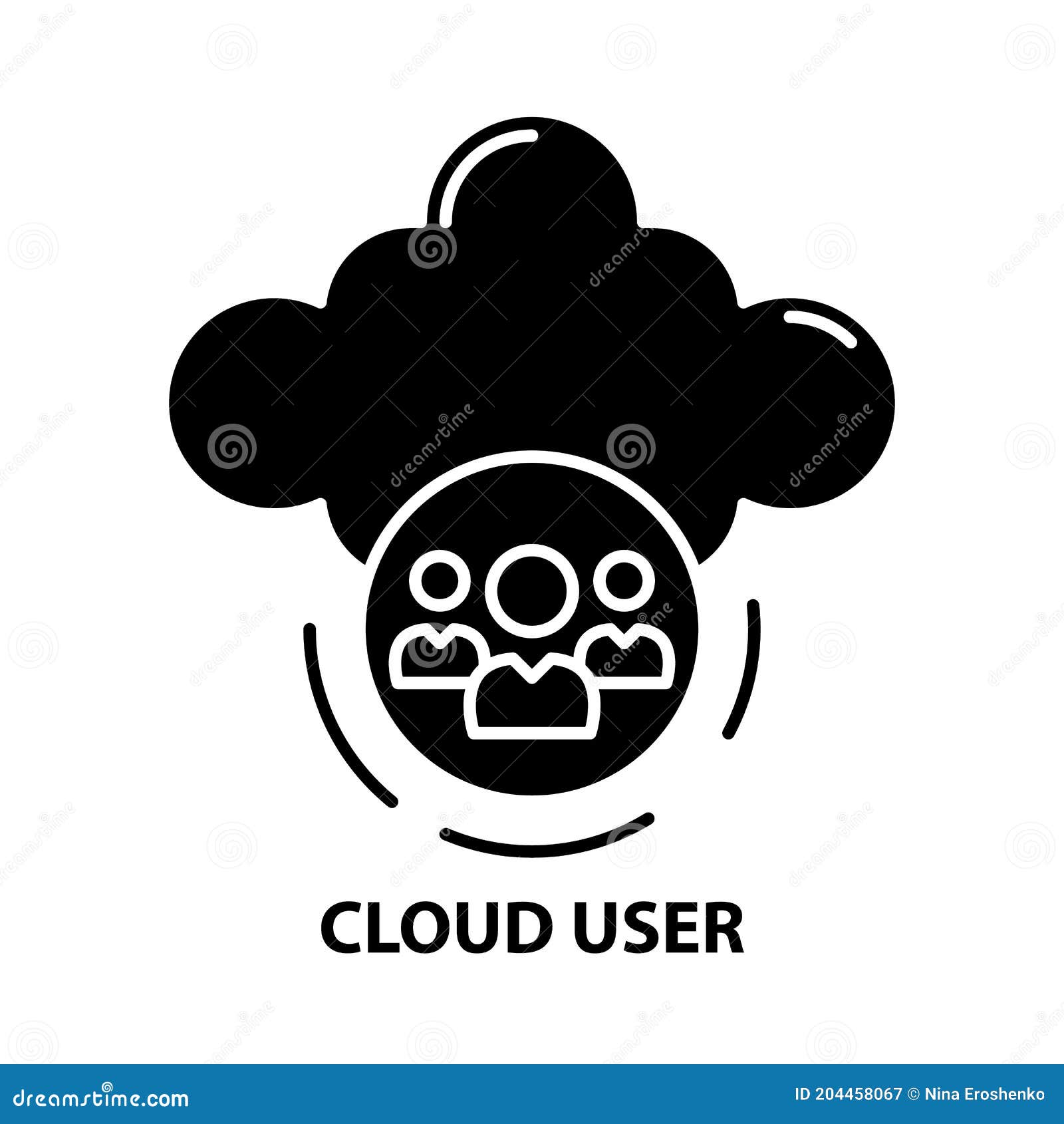 Cloud User Icon, Black Vector Sign with Editable Strokes, Concept ...