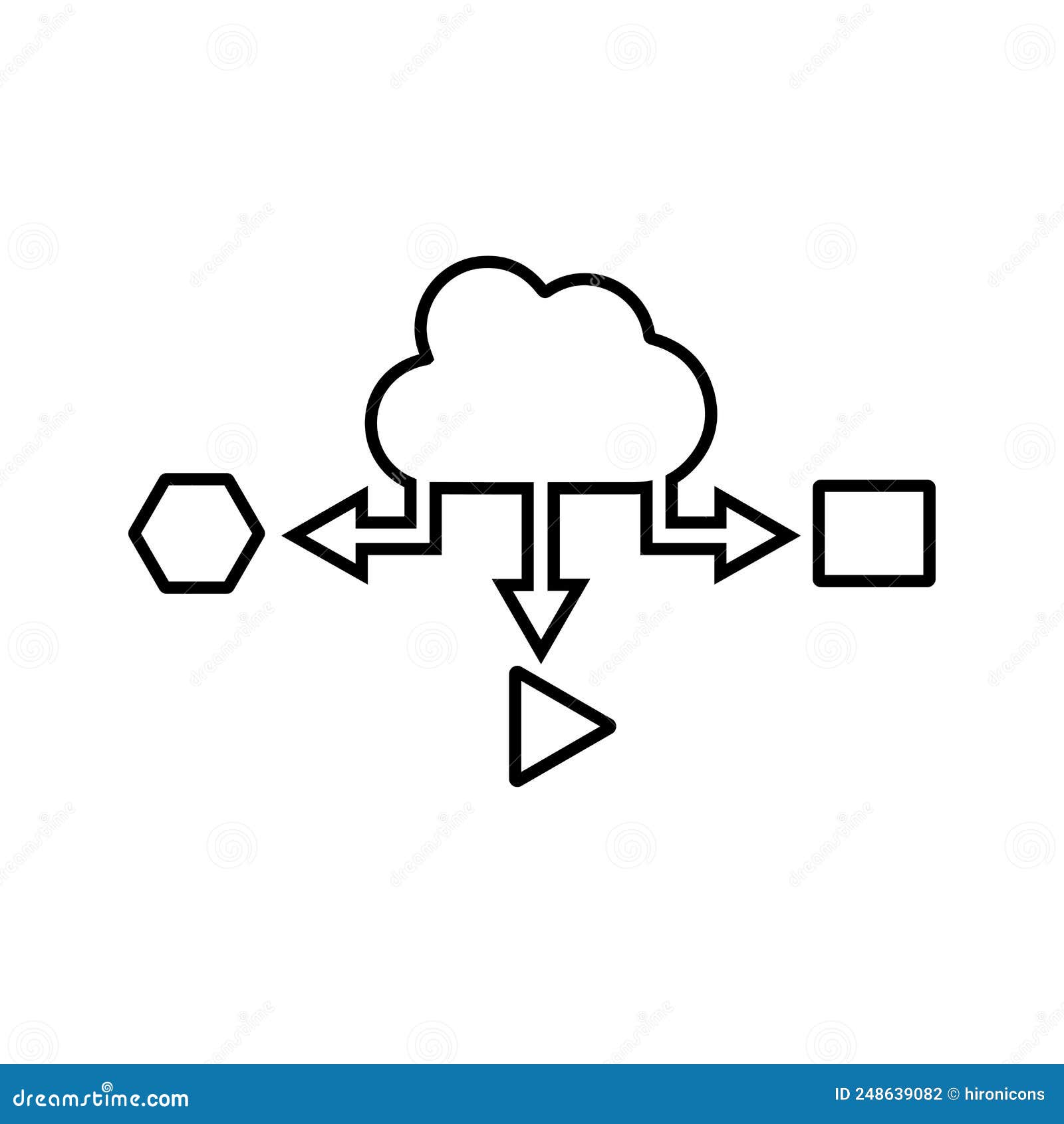 Cloud, Variety, Big Data Outline Icon. Line Art Vector Stock ...