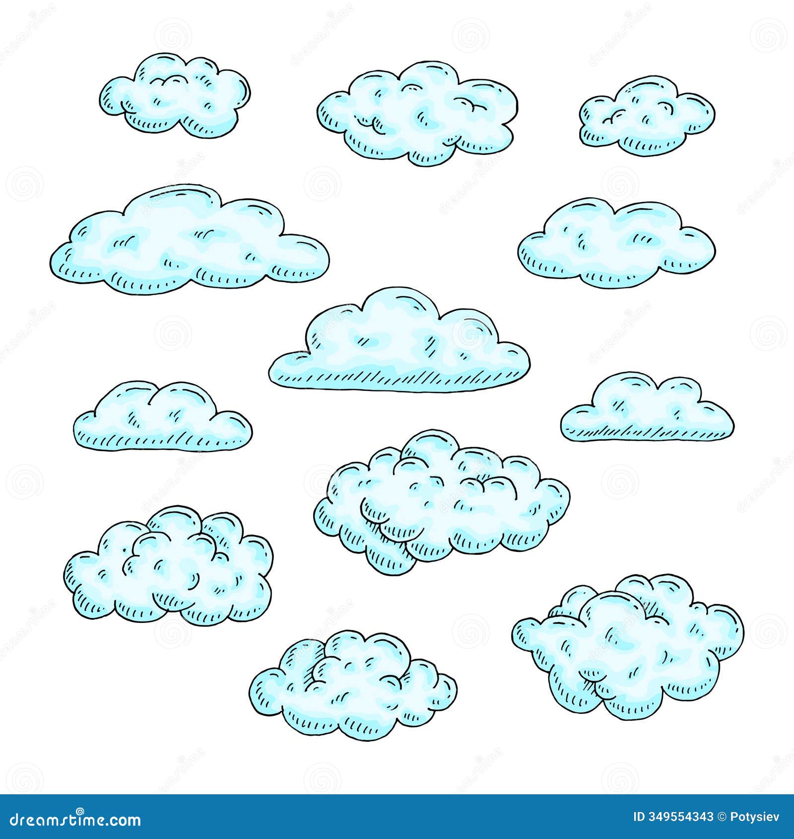 Cloud. Vector Color Hand Drawn Vintage Engraving Illustration Stock ...