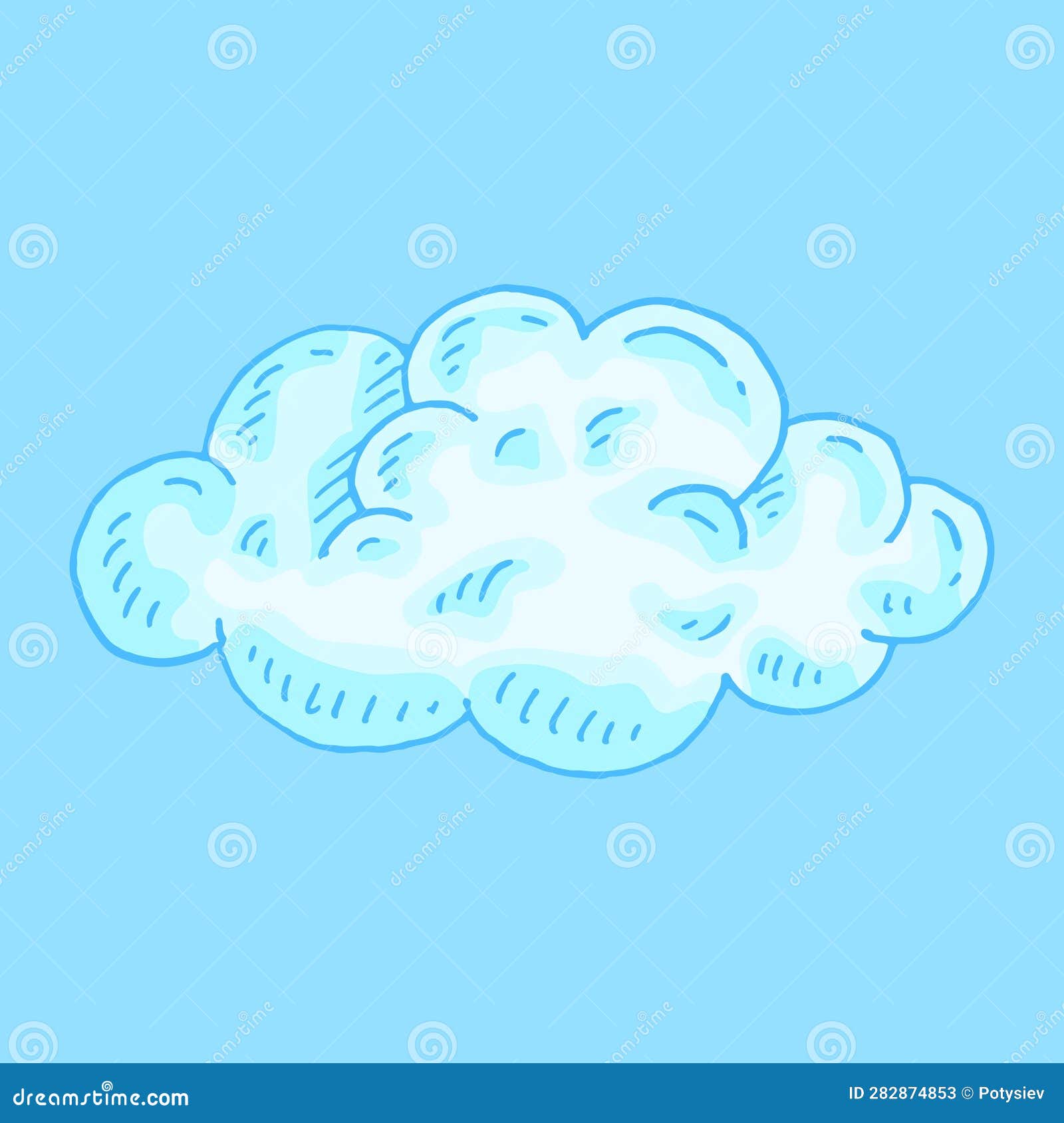 Cloud. Vector Color Hand Drawn Vintage Engraving Illustration Stock ...