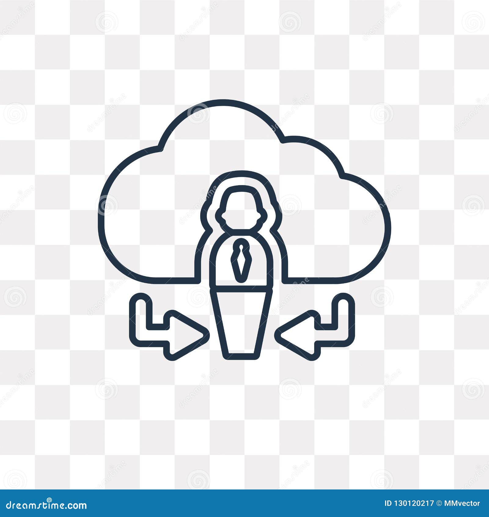 Cloud Vector Icon Isolated on Transparent Background, Linear Cloud ...