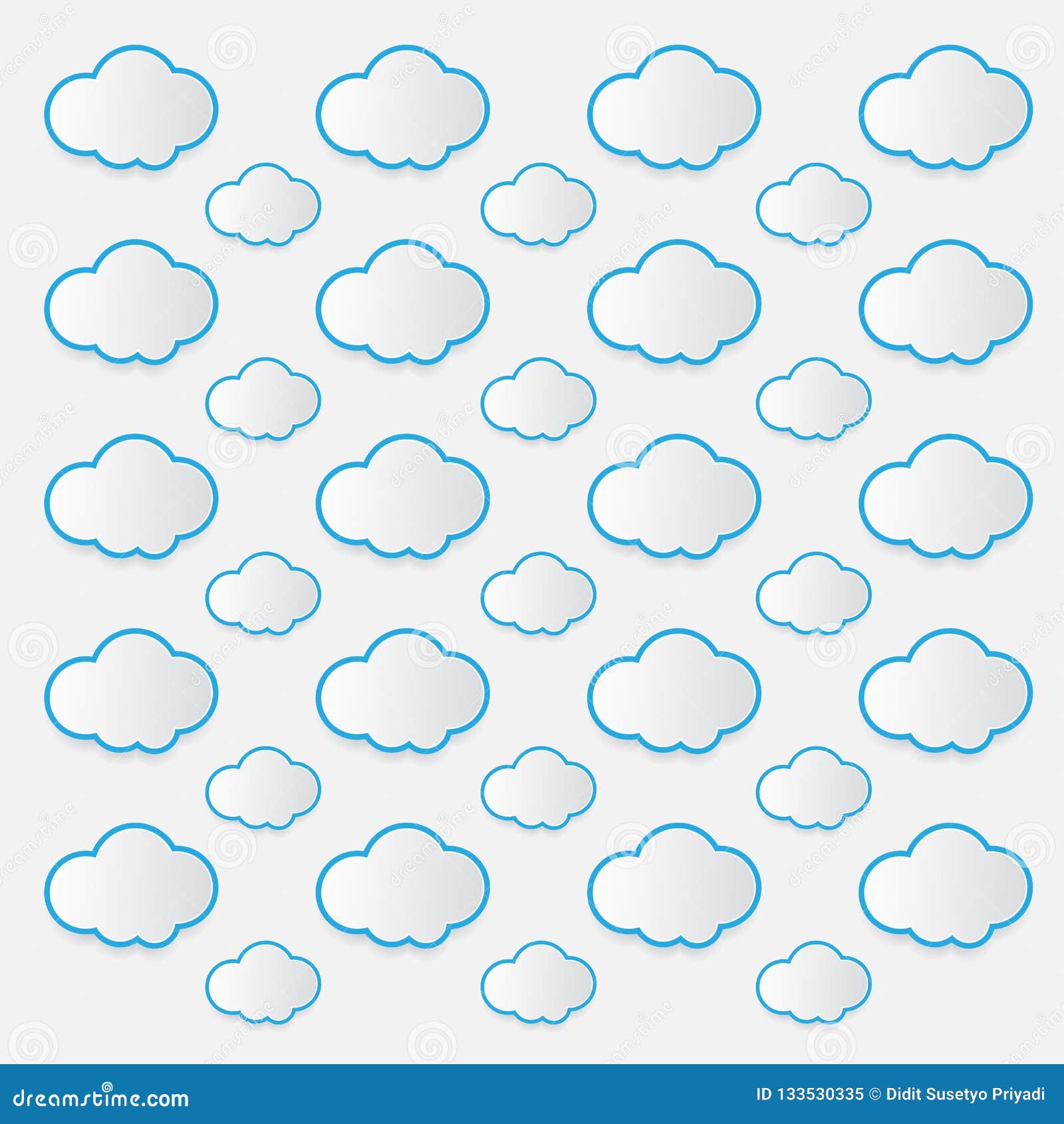 Cloud Vector Icon Set White Color on White Background Stock ...