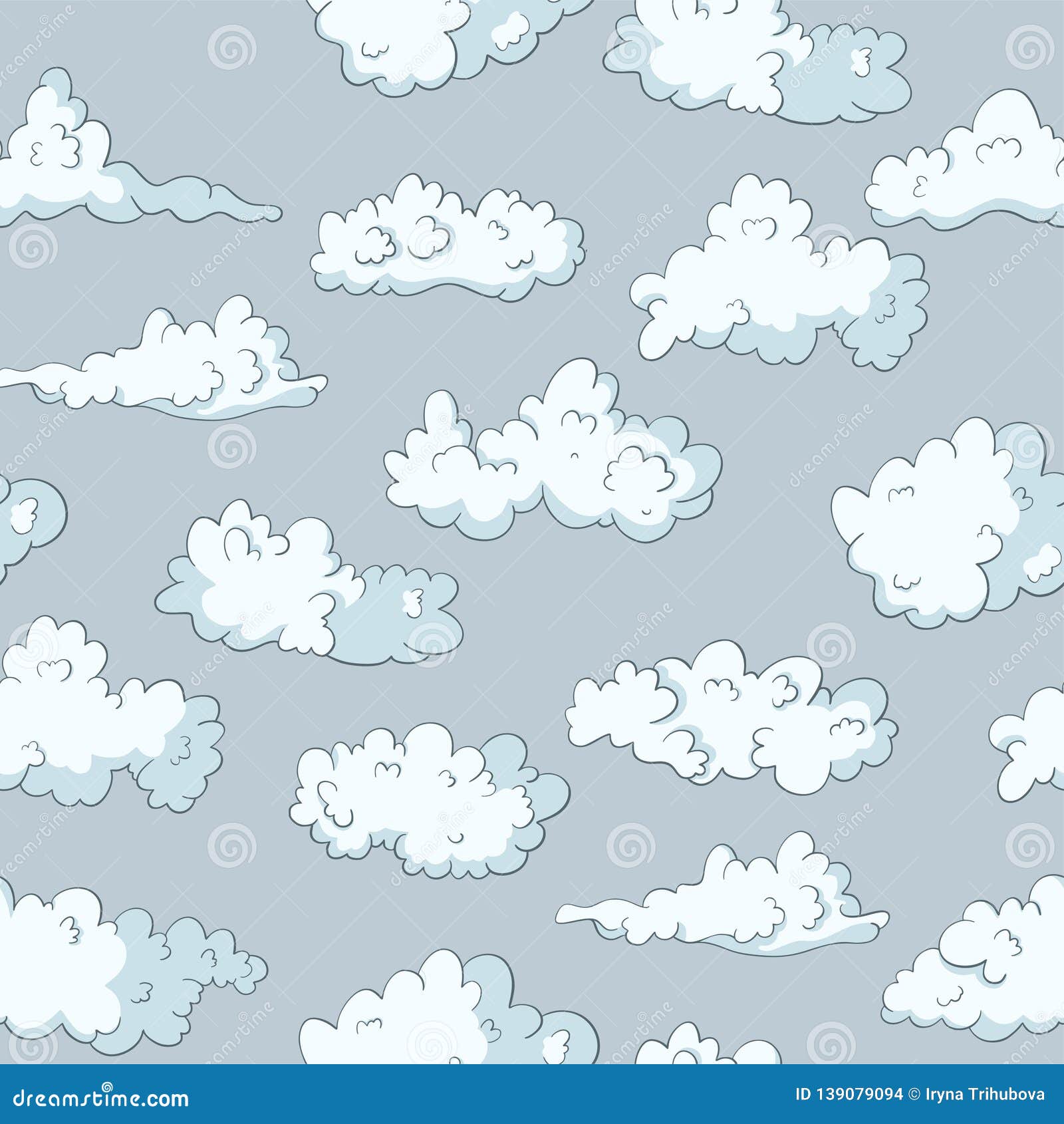 Cloud Vector Seamless Pattern. Stock Vector - Illustration of natural ...