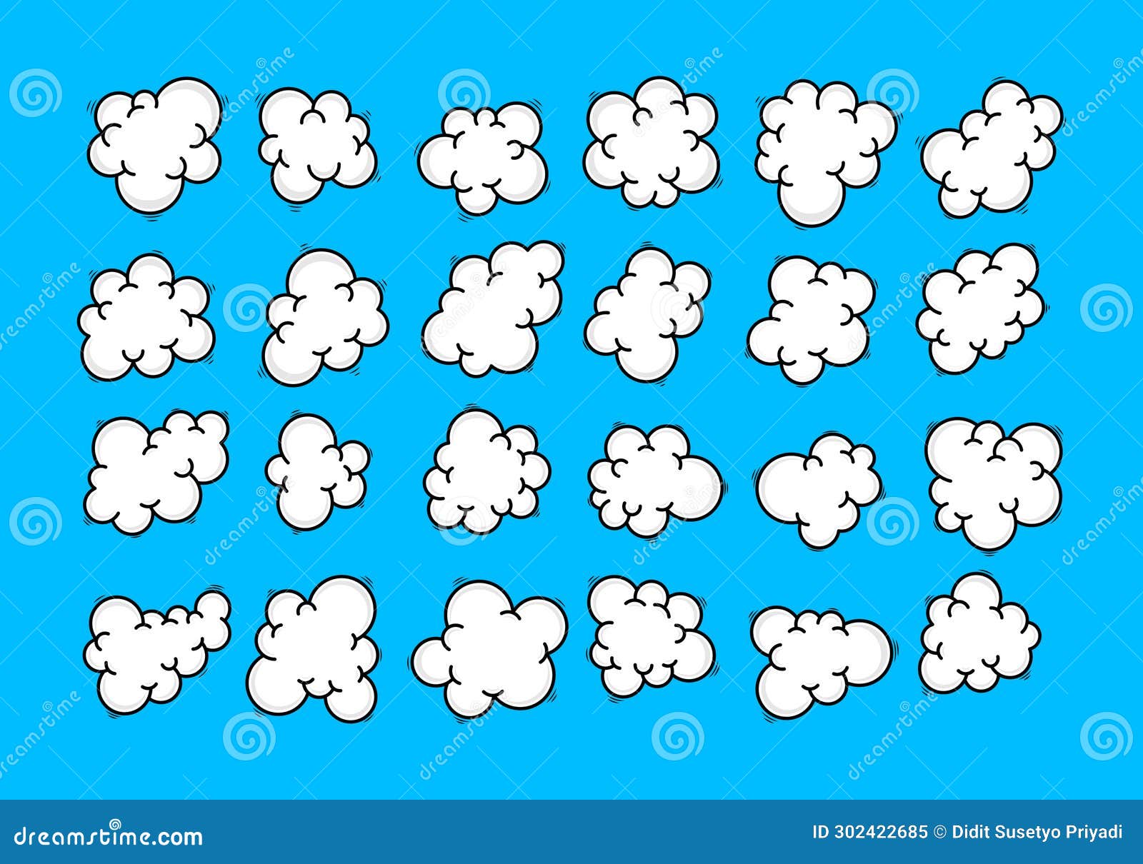 Cloud Shape Collection with Thin Line Stock Vector - Illustration of ...