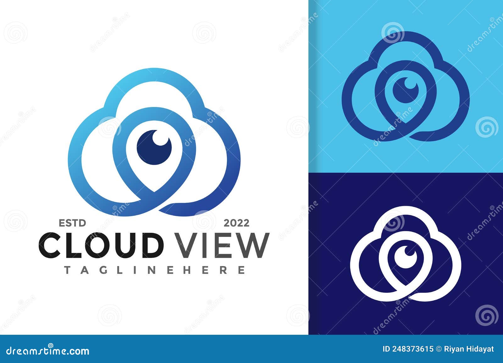 Cloud View Pin Logo Design Vector Template Stock Vector - Illustration ...