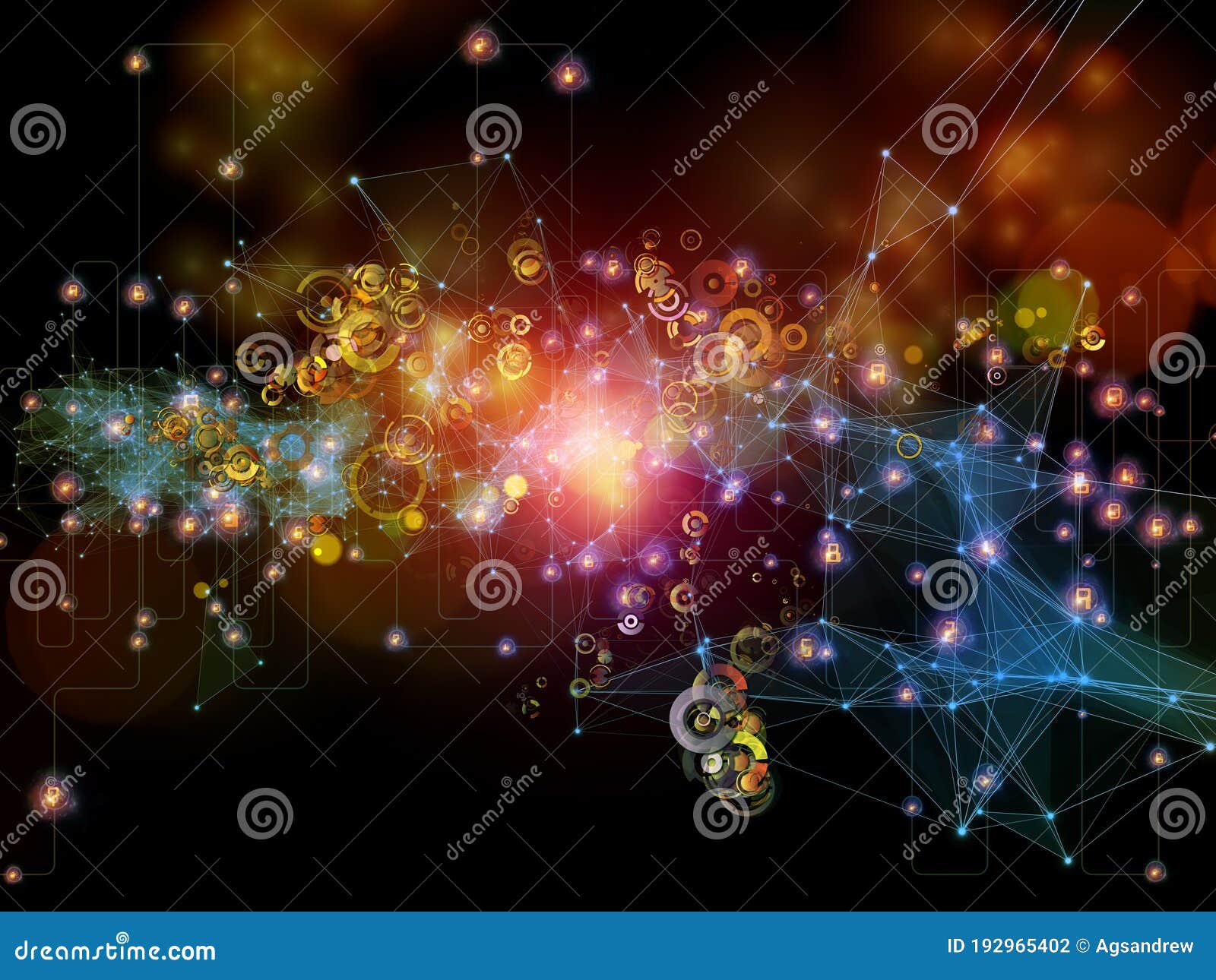 Cloud of Virtual Network stock illustration. Illustration of science ...