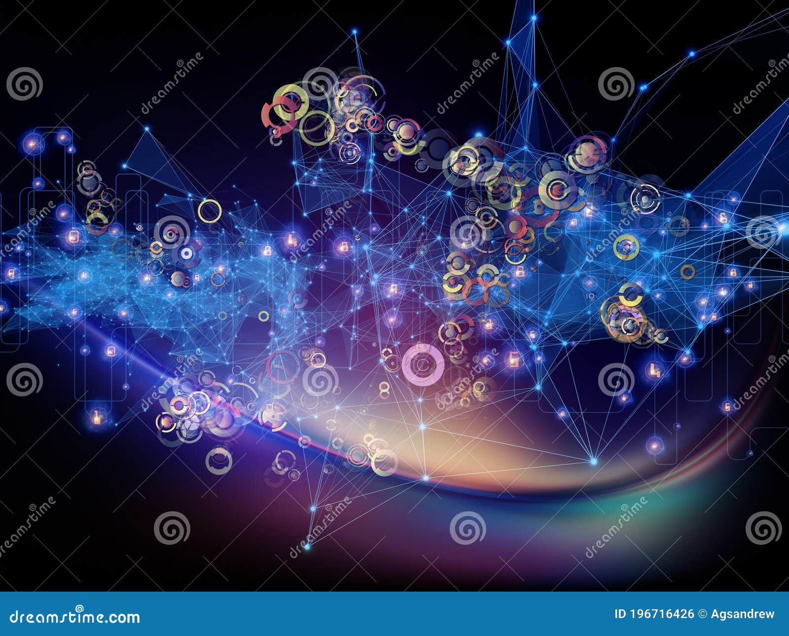 Cloud of Virtual Network stock illustration. Illustration of connection ...