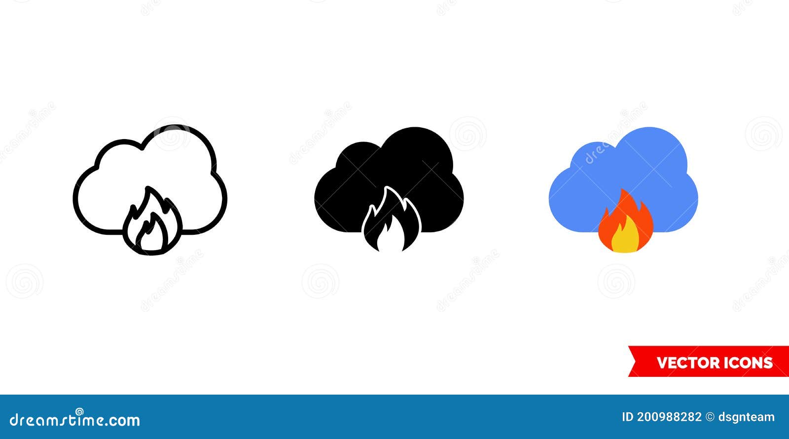 Cloud Vulnerability Icon of 3 Types Color, Black and White, Outline ...