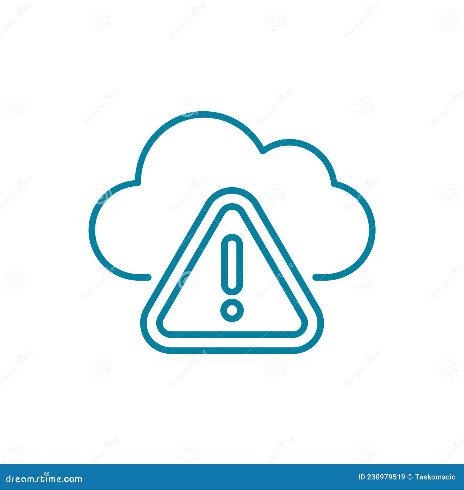 Cloud Warning Sign Line Icon. Cloud Computing Server Hosting Error ...
