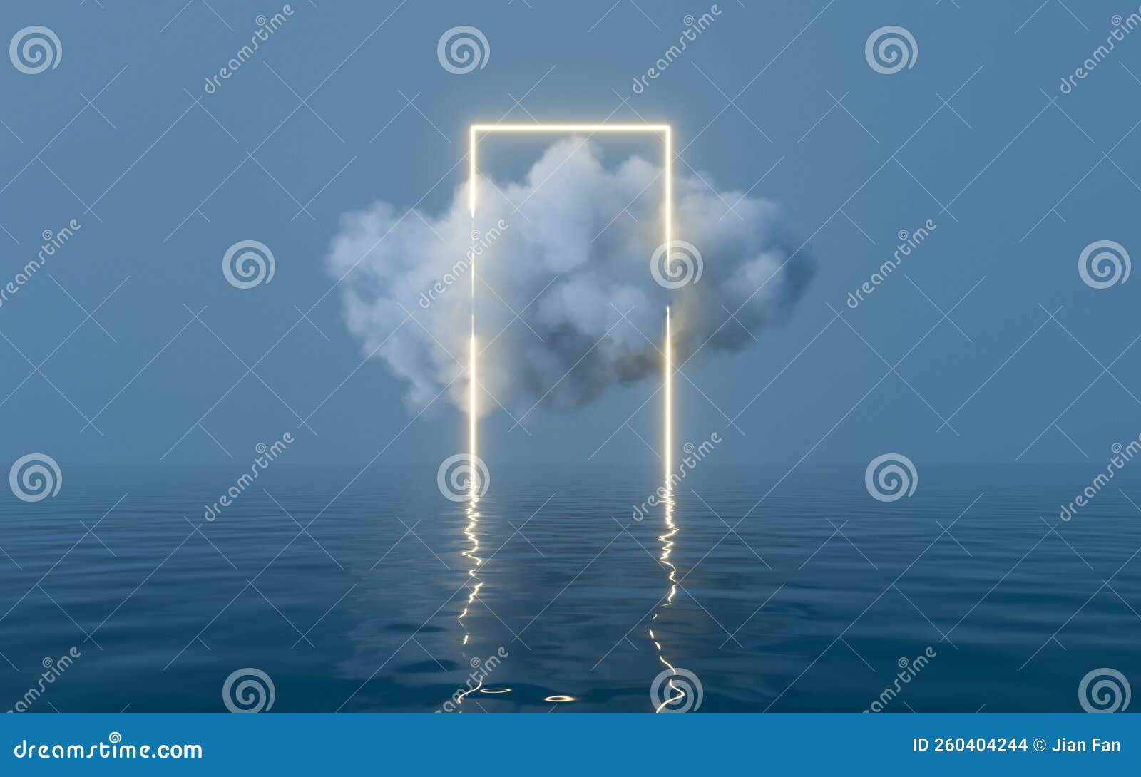 Cloud and Water Surface, 3d Rendering Stock Illustration - Illustration ...