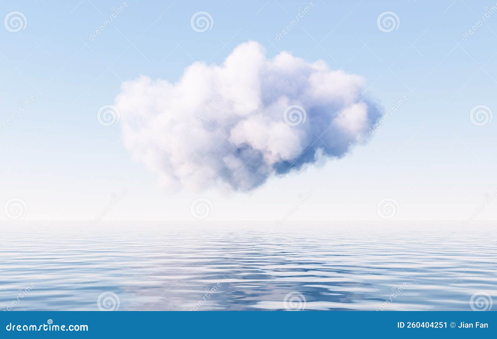 Cloud and Water Surface, 3d Rendering Stock Illustration - Illustration ...