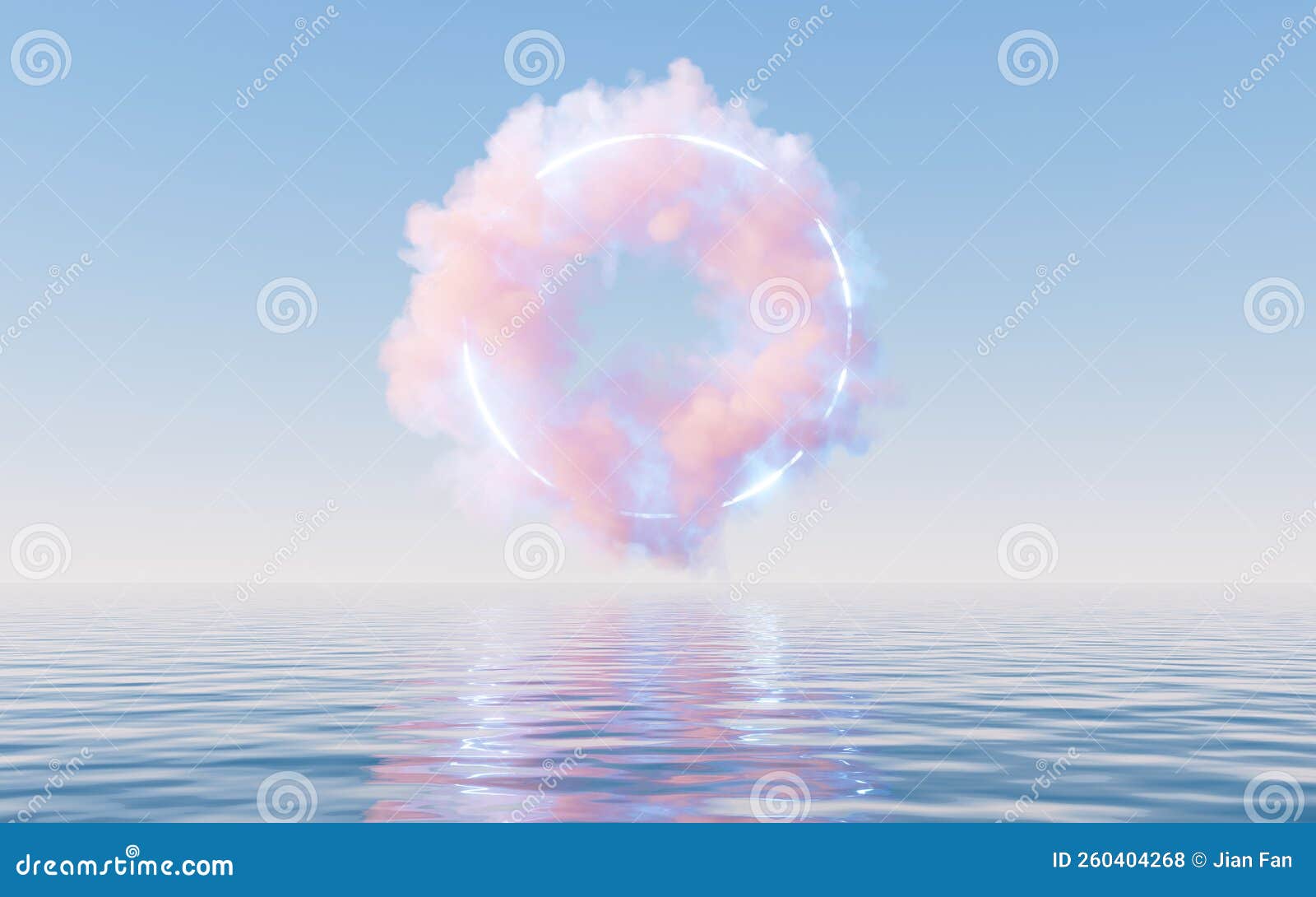 Cloud and Water Surface, 3d Rendering Stock Illustration - Illustration ...