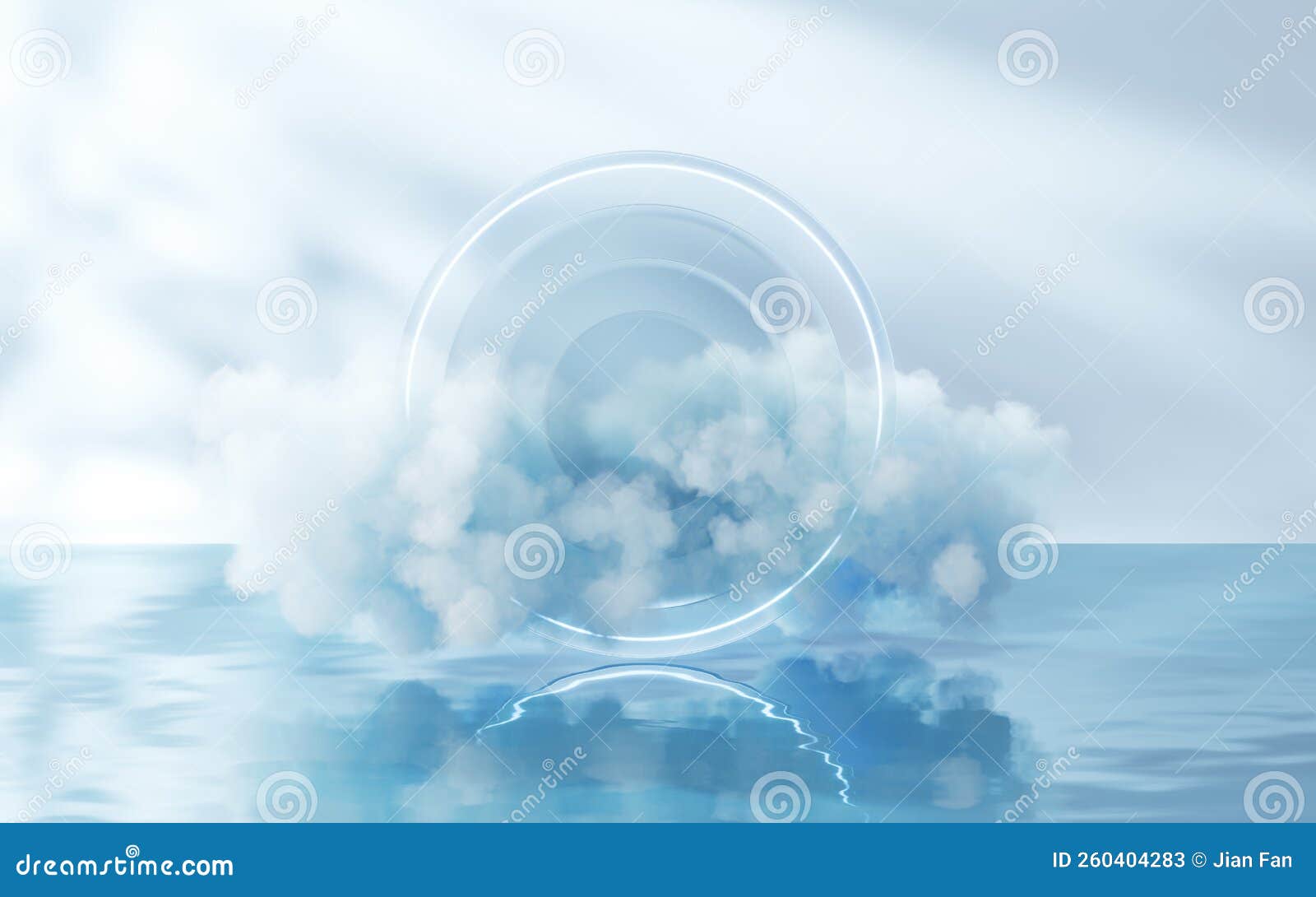 Cloud and Water Surface, 3d Rendering Stock Illustration - Illustration ...