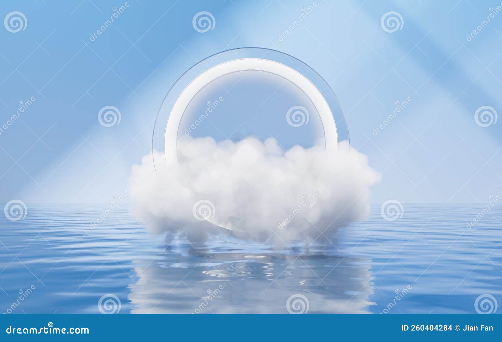 Cloud and Water Surface, 3d Rendering Stock Illustration - Illustration ...