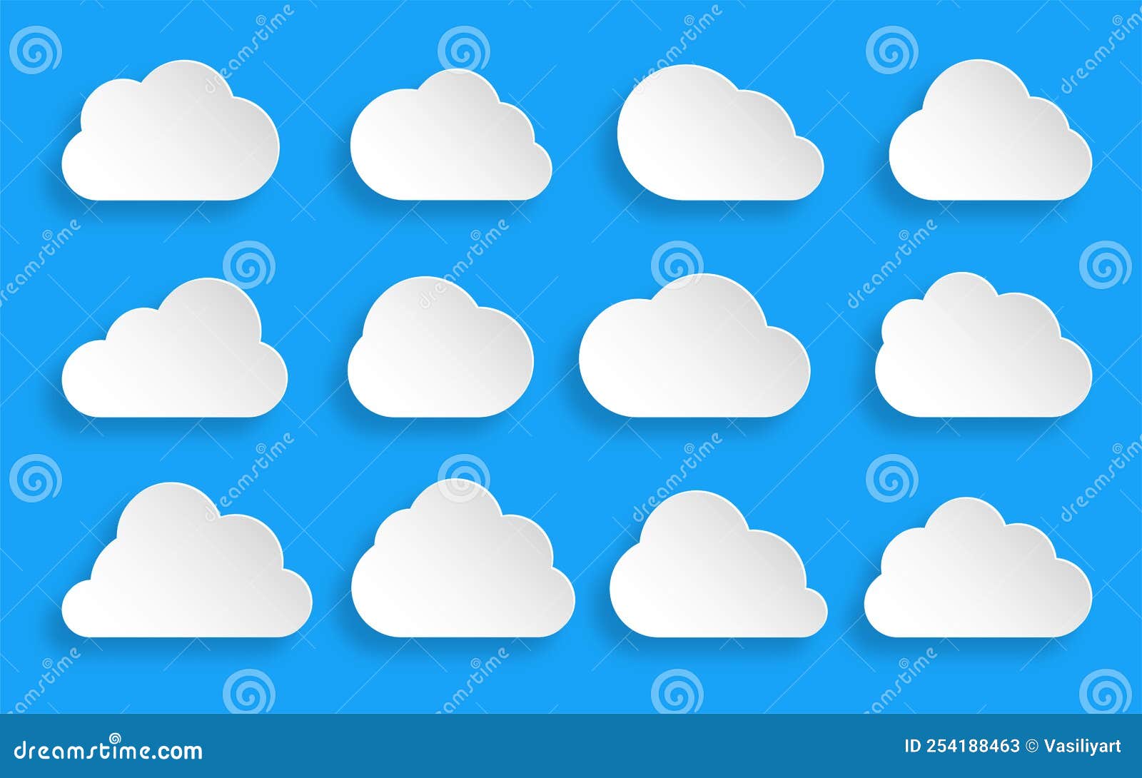 Cloud Weather Network Data Papercut Web Banner Set Stock Vector ...
