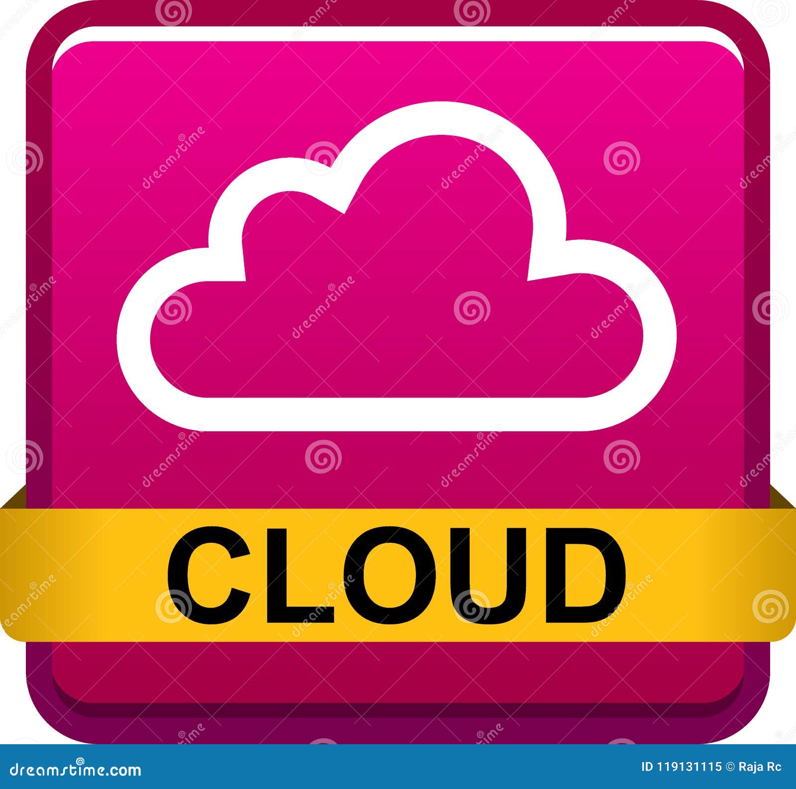 Cloud web button icon stock vector. Illustration of download - 119131115