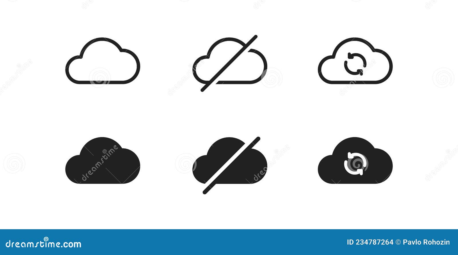 Cloud, Web Icon Set. Outline Internet Data Line Symbol in Vector Flat ...