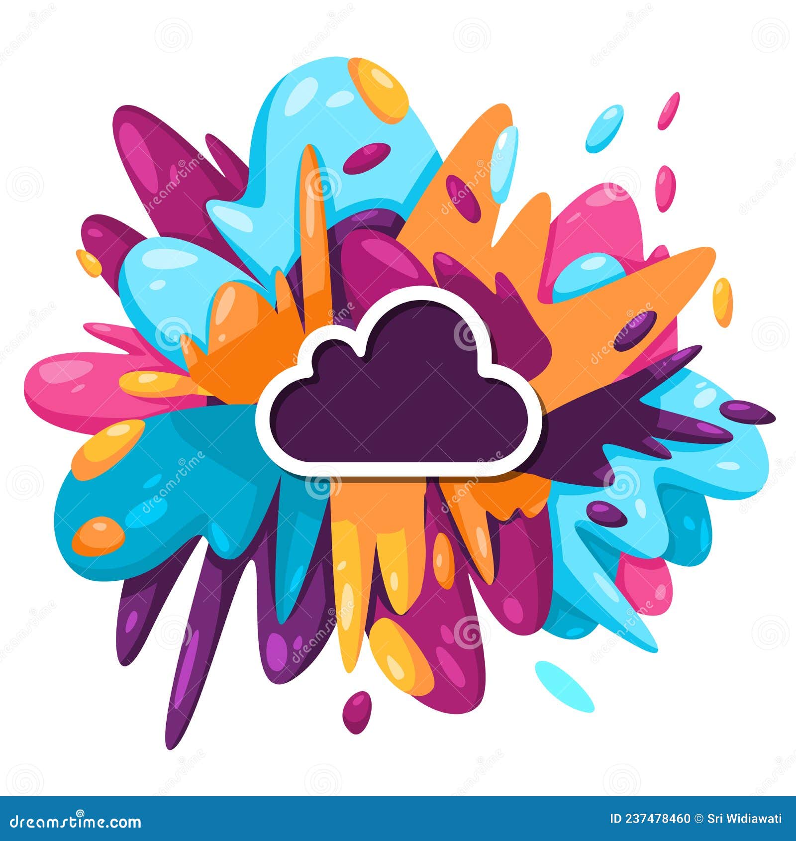 Cloud Web Online Technology Icon in Colorful Splat Paint Liquid ...