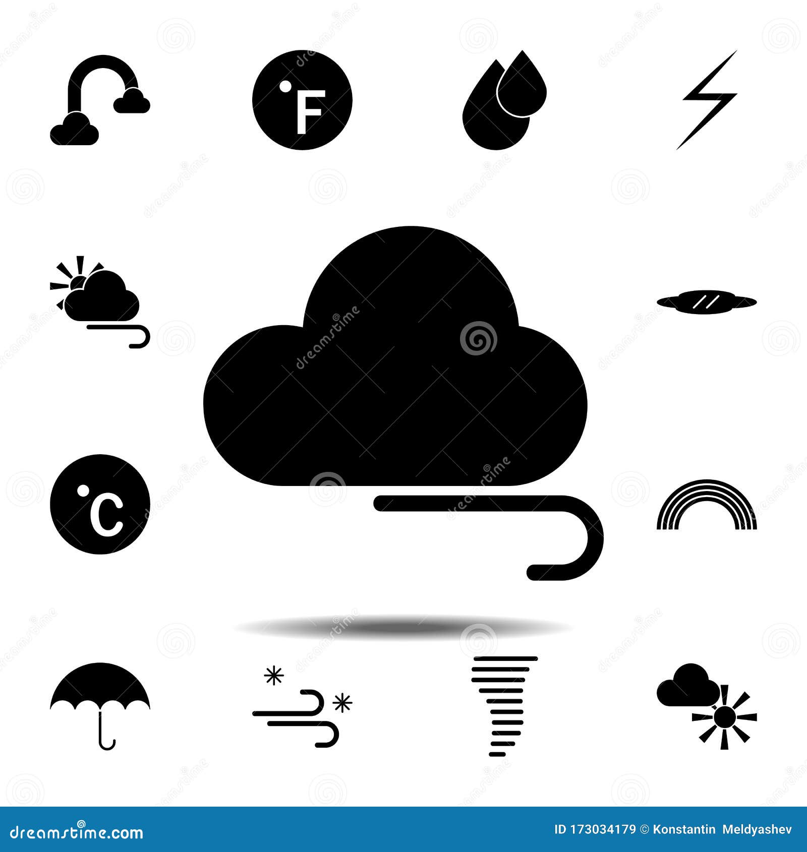 Cloud, Wind Icon. Simple Glyph Vector of Weather Set for UI and UX ...