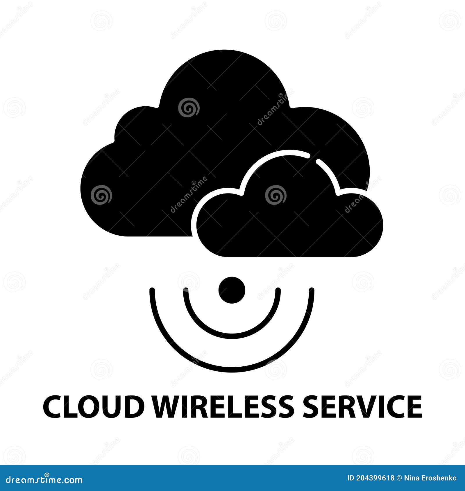 Cloud Wireless Service Icon, Black Vector Sign with Editable Strokes ...