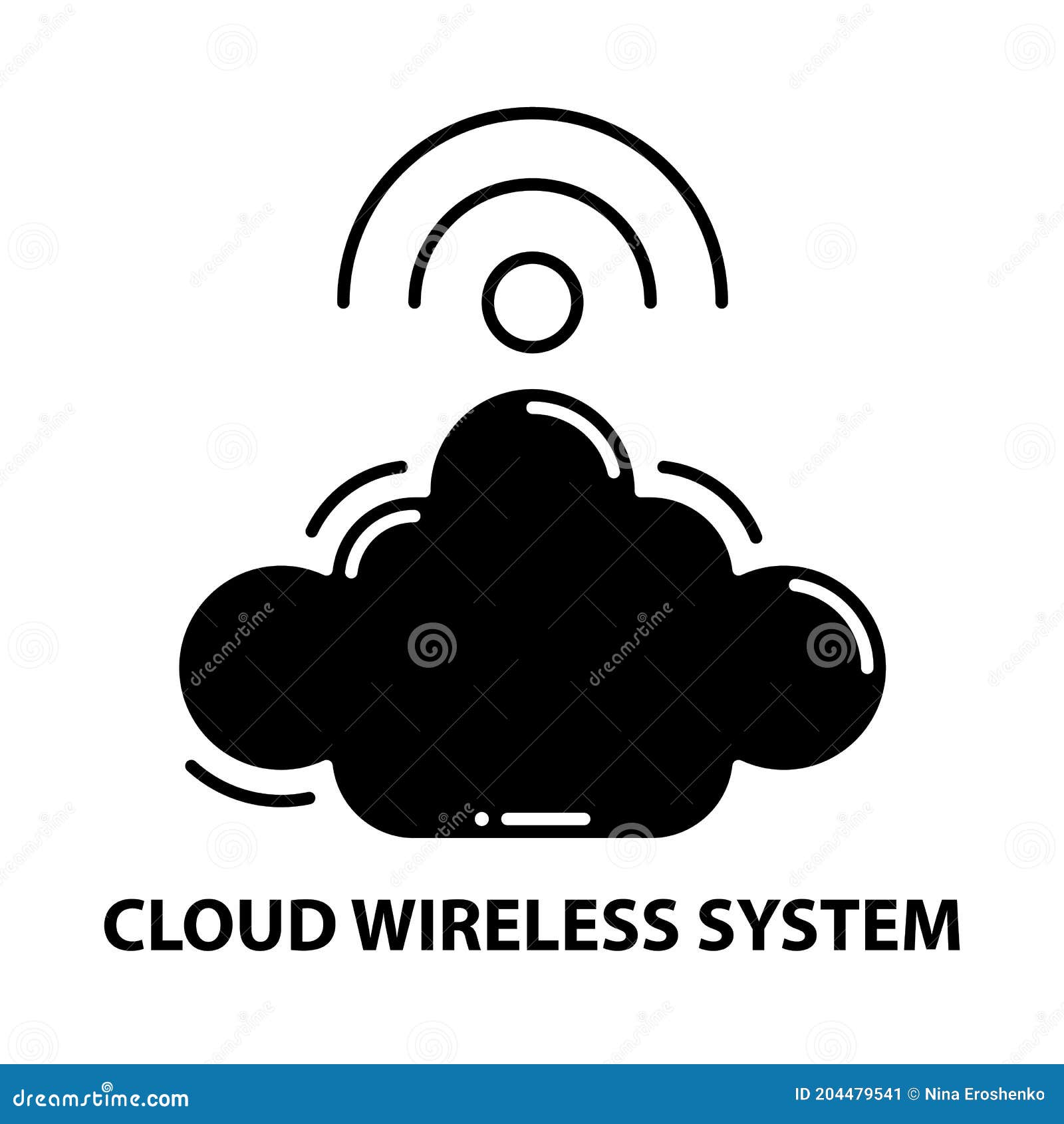 Cloud Wireless System Icon, Black Vector Sign with Editable Strokes ...