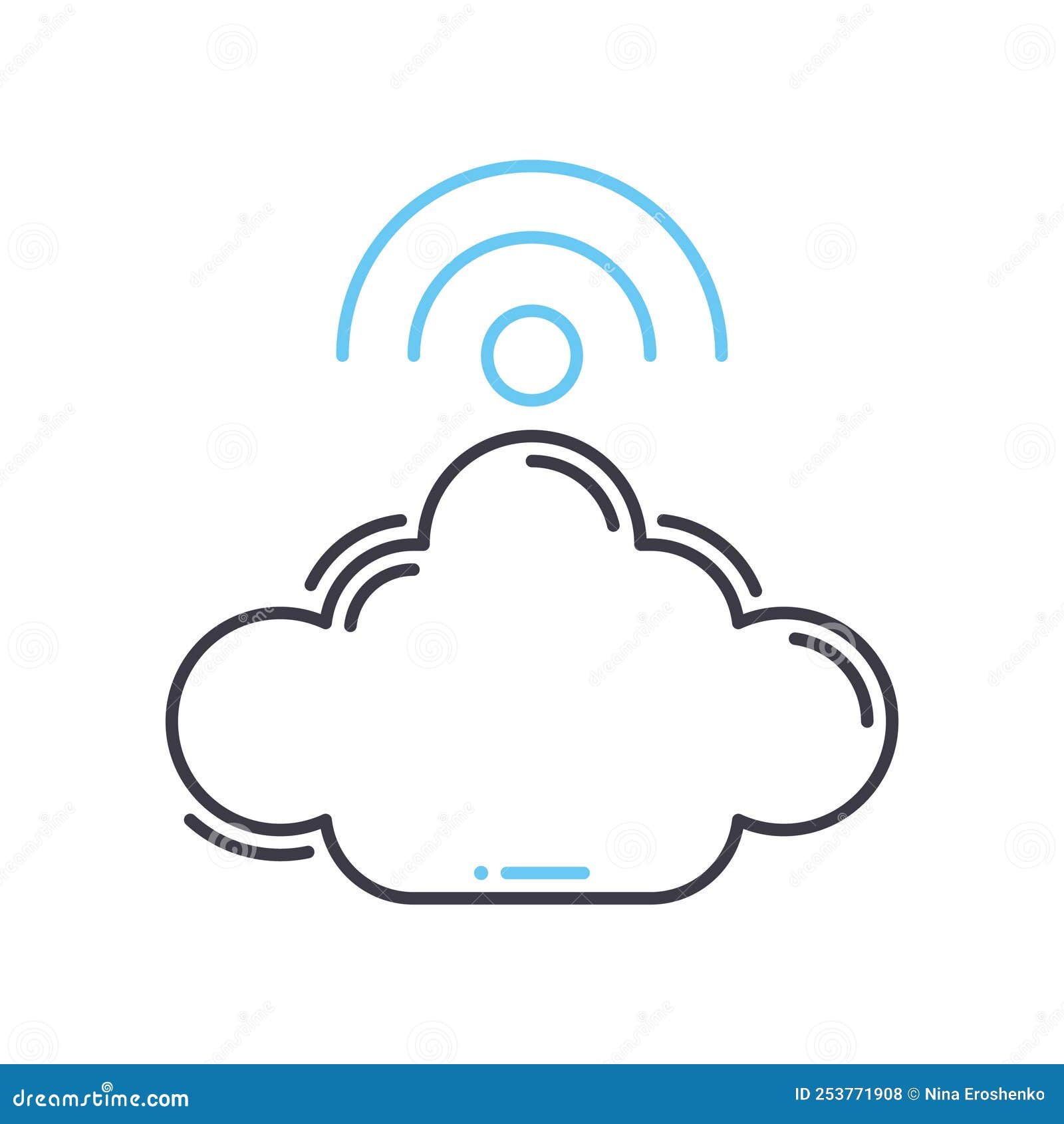 Cloud Wireless System Line Icon, Outline Symbol, Vector Illustration ...