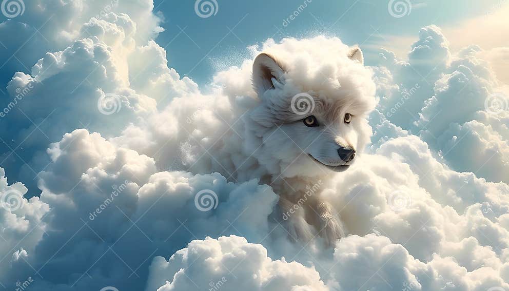 The Cloud-wolf Has Rounded, Expressive Eyes that Create an Adorable, Friendly Look. Generative ...