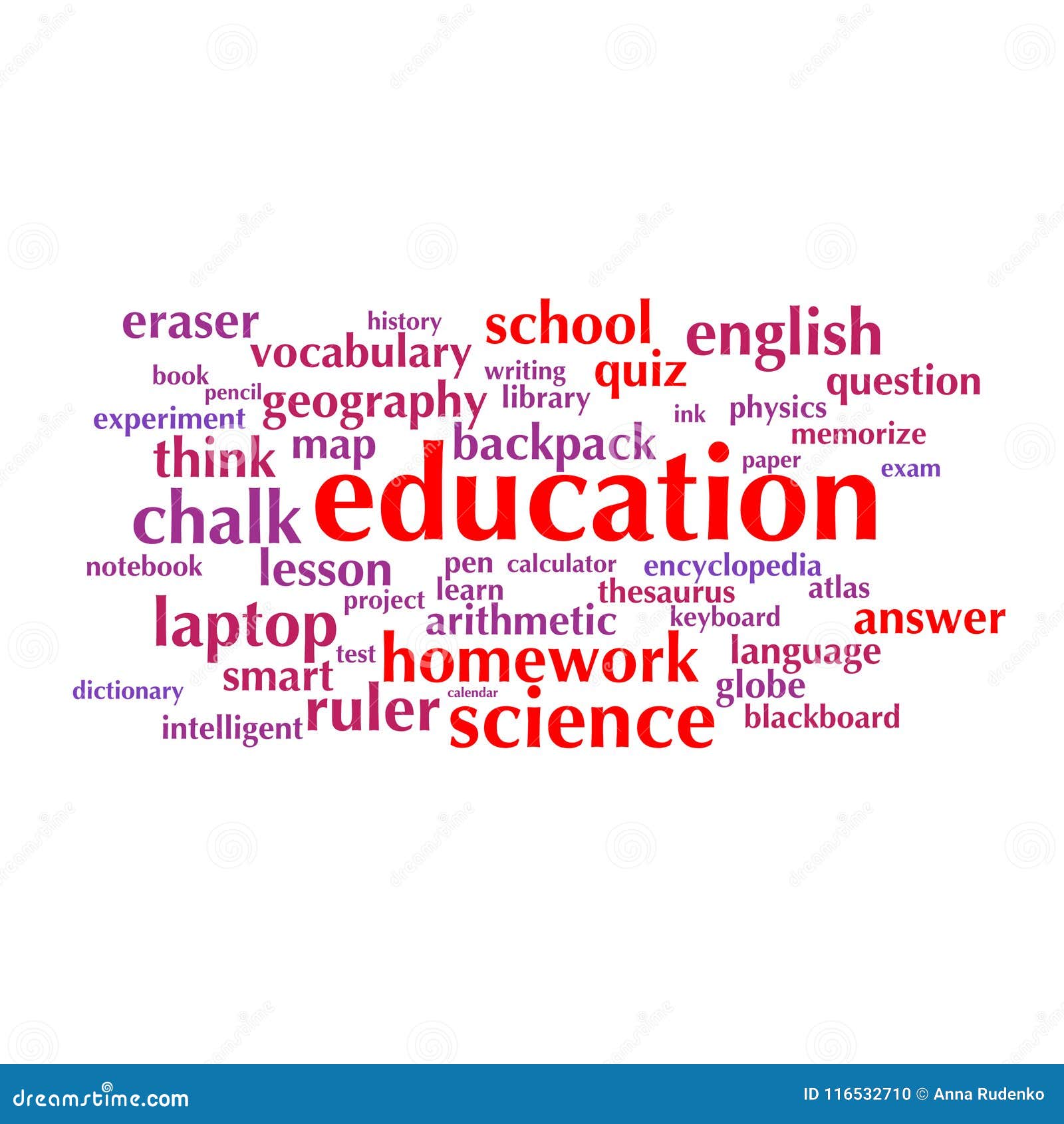 Cloud of Words List on the Subject of School and Education Stock ...