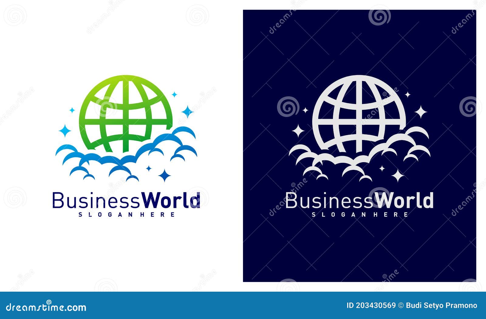 Cloud World Logo Vector Template, Creative World Logo Design Concepts ...
