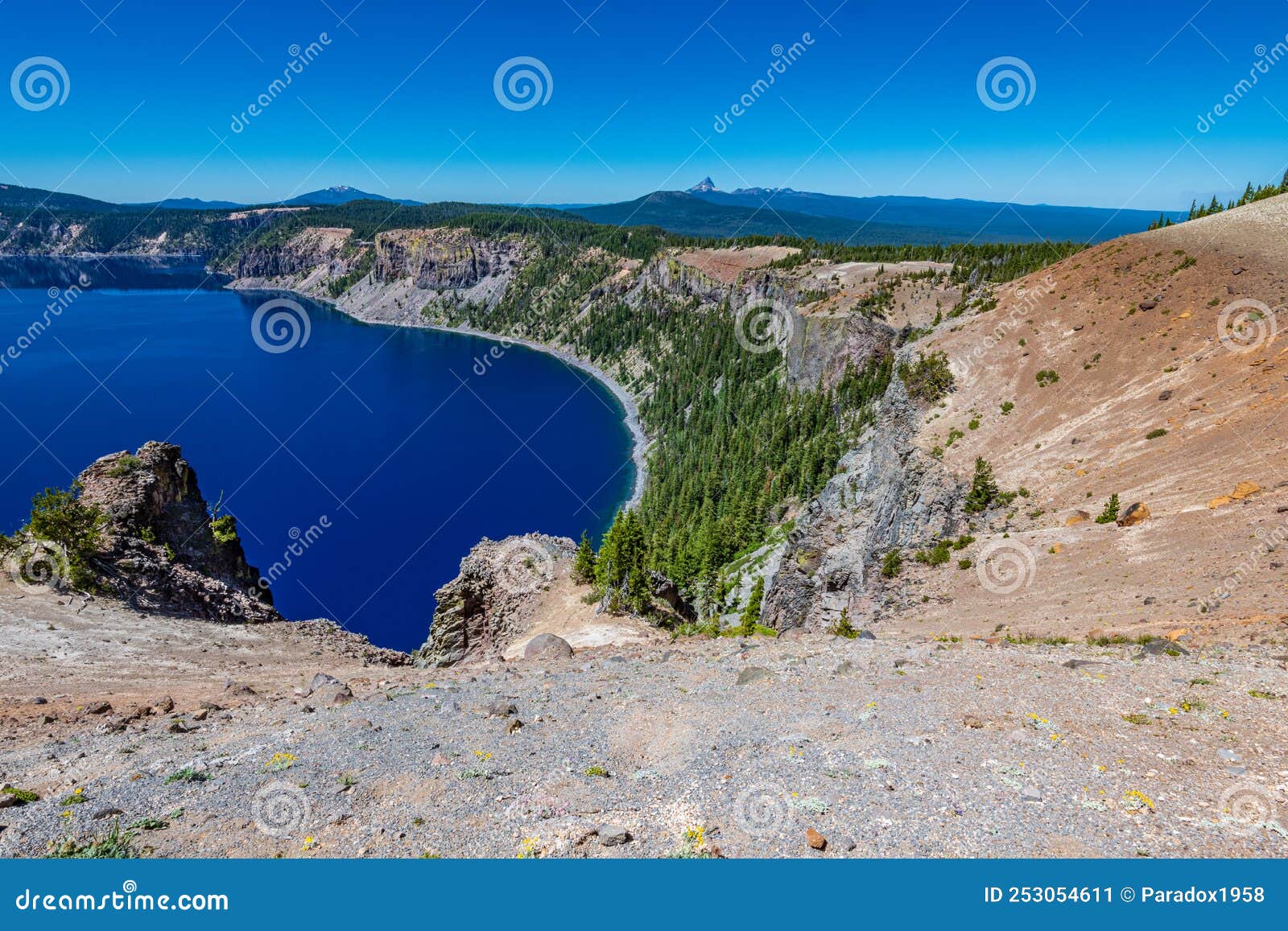 Cloudcap Point in Crater Lake National Park Stock Image - Image of blue ...