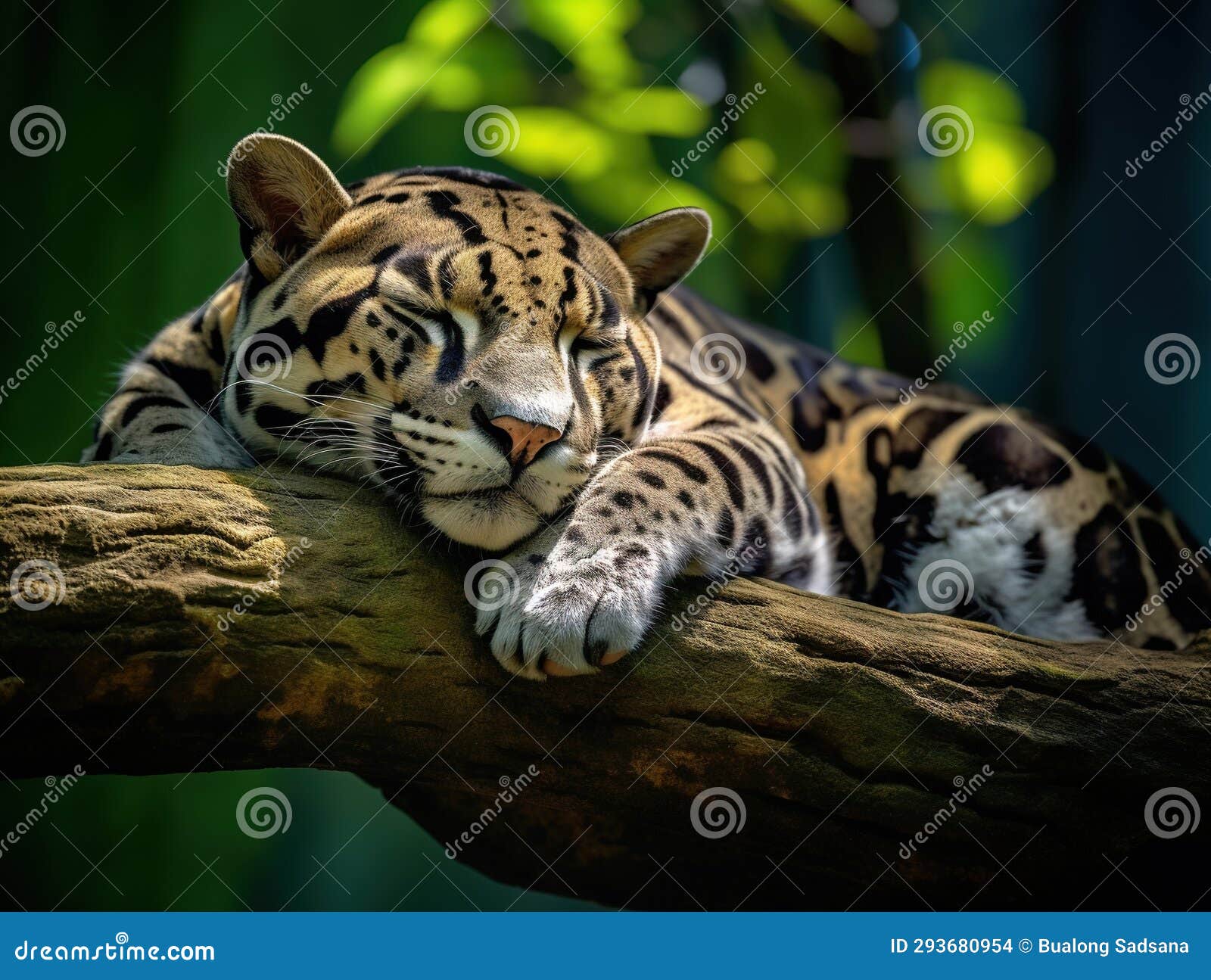 Clouded Leopard Yawning Vector Illustration | CartoonDealer.com #67175234