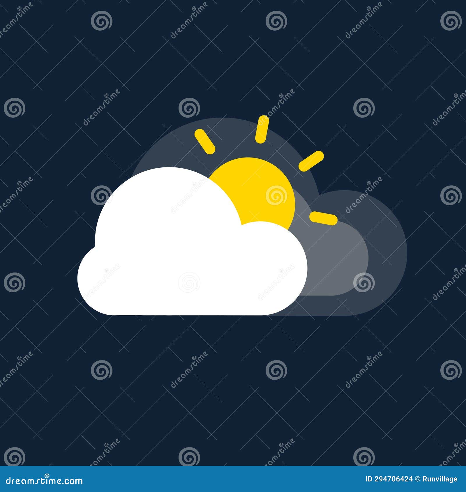 Cloud and Sun. Weather Illustration in Flat Design Vector Stock ...